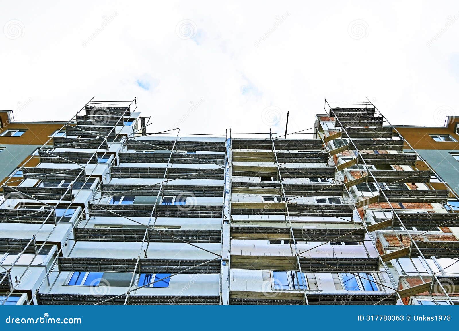 Building Construction Site with Scaffolding Stock Image - Image of ...