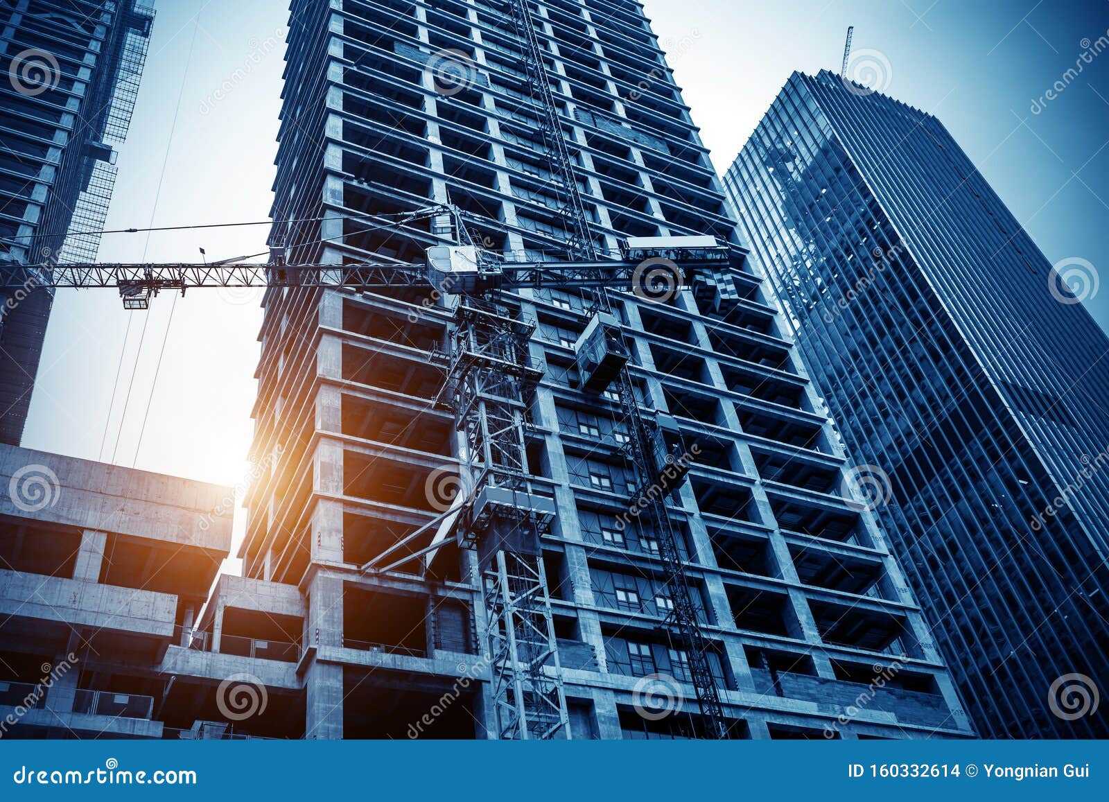 Skyscraper Construction Site Stock Photo - Image of finance, exterior ...
