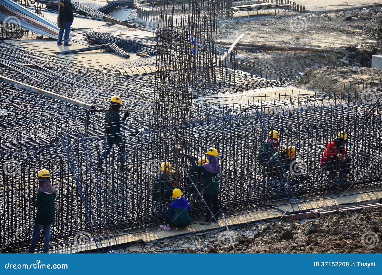 Multitasking Construction Worker Ready For Construction Works Stock ...