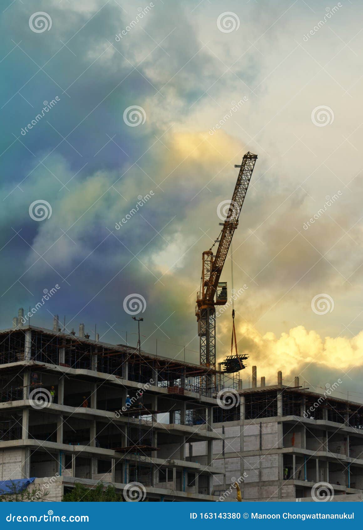 Building Construction Site Under Evening Sky Stock Photo - Image of ...