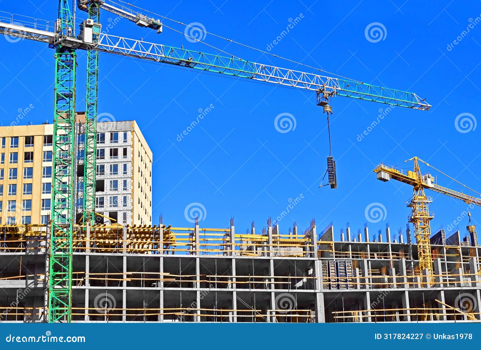 Building Construction Site Work and Sky Stock Image - Image of ...
