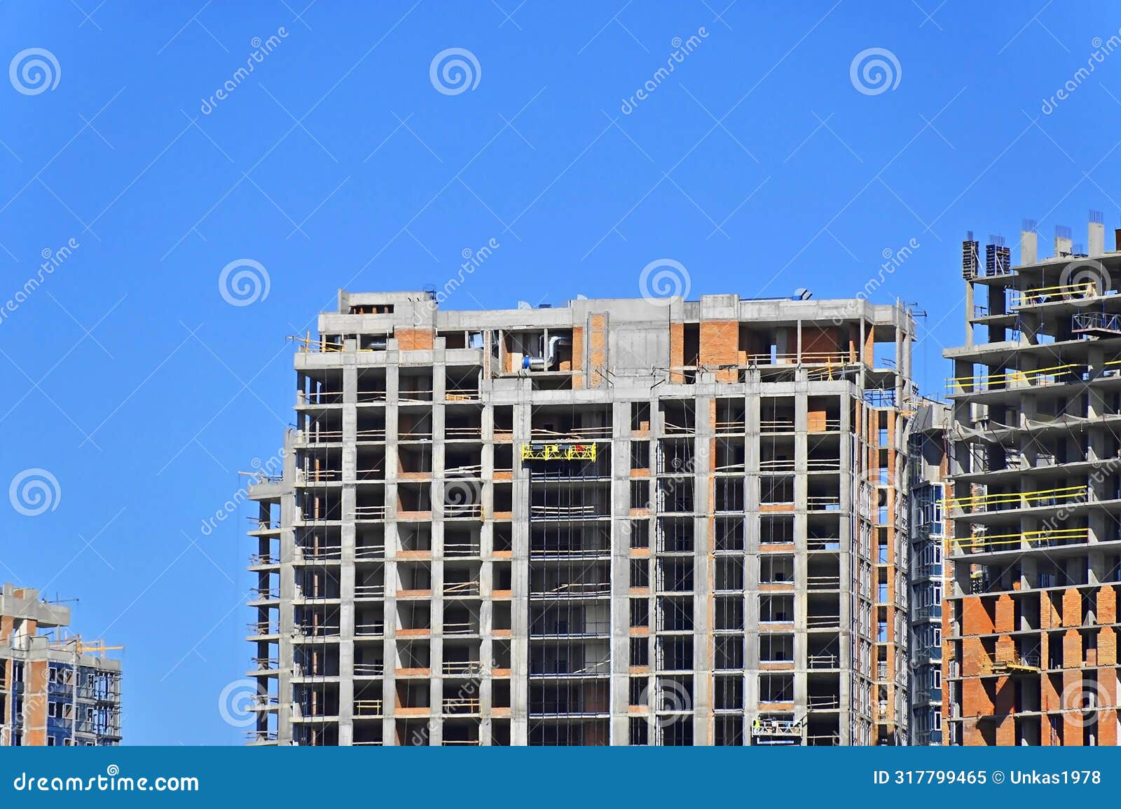 Building Construction Site Work and Sky Stock Image - Image of concrete ...