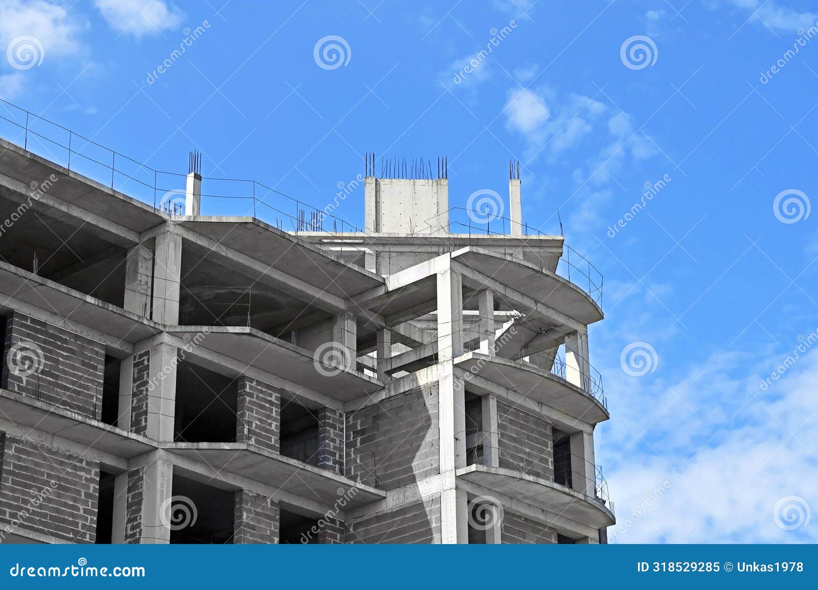 Building Construction Site Work and Sky Stock Image - Image of high ...