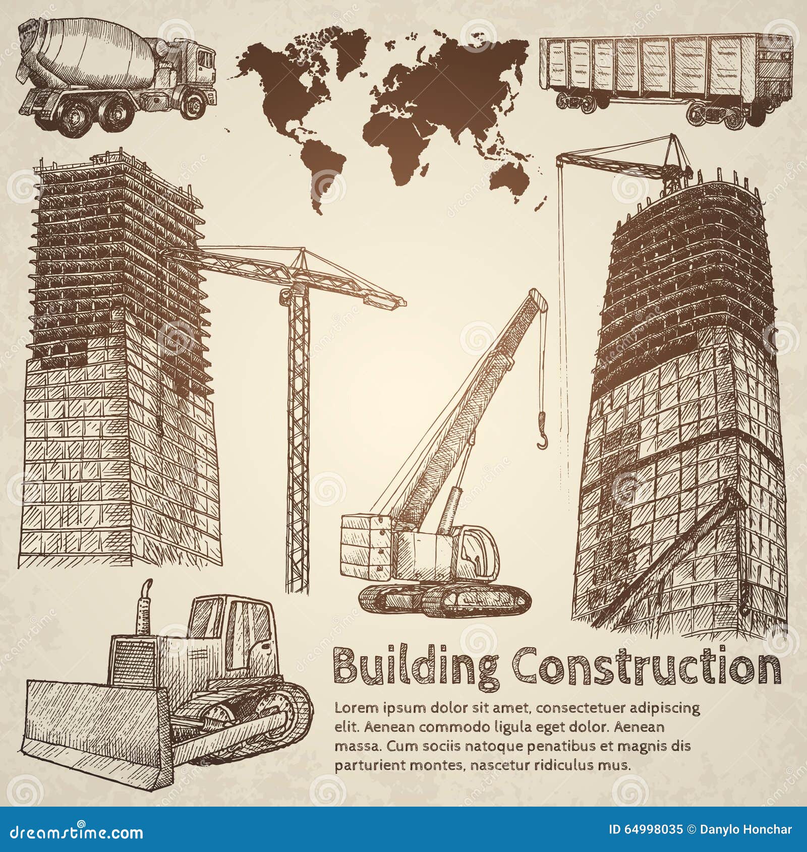 Building Construction Sketch. Stock Vector - Illustration of crane ...