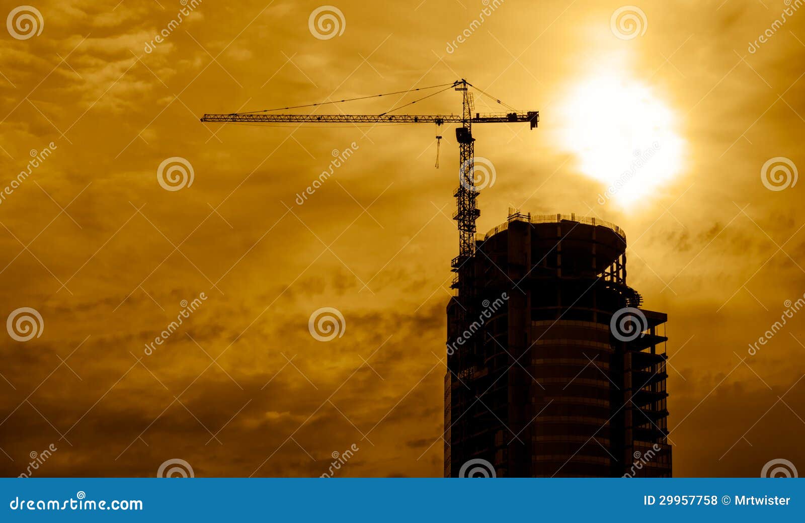Construction Site at Sunset Stock Photo - Image of site, color: 29957758