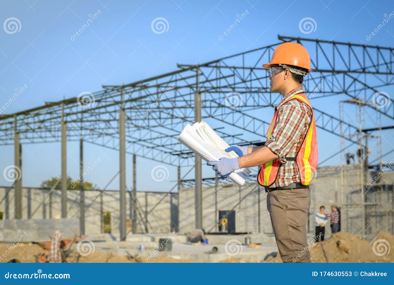 Building Construction Supervisor Viewing Construction Plan Stock Image ...