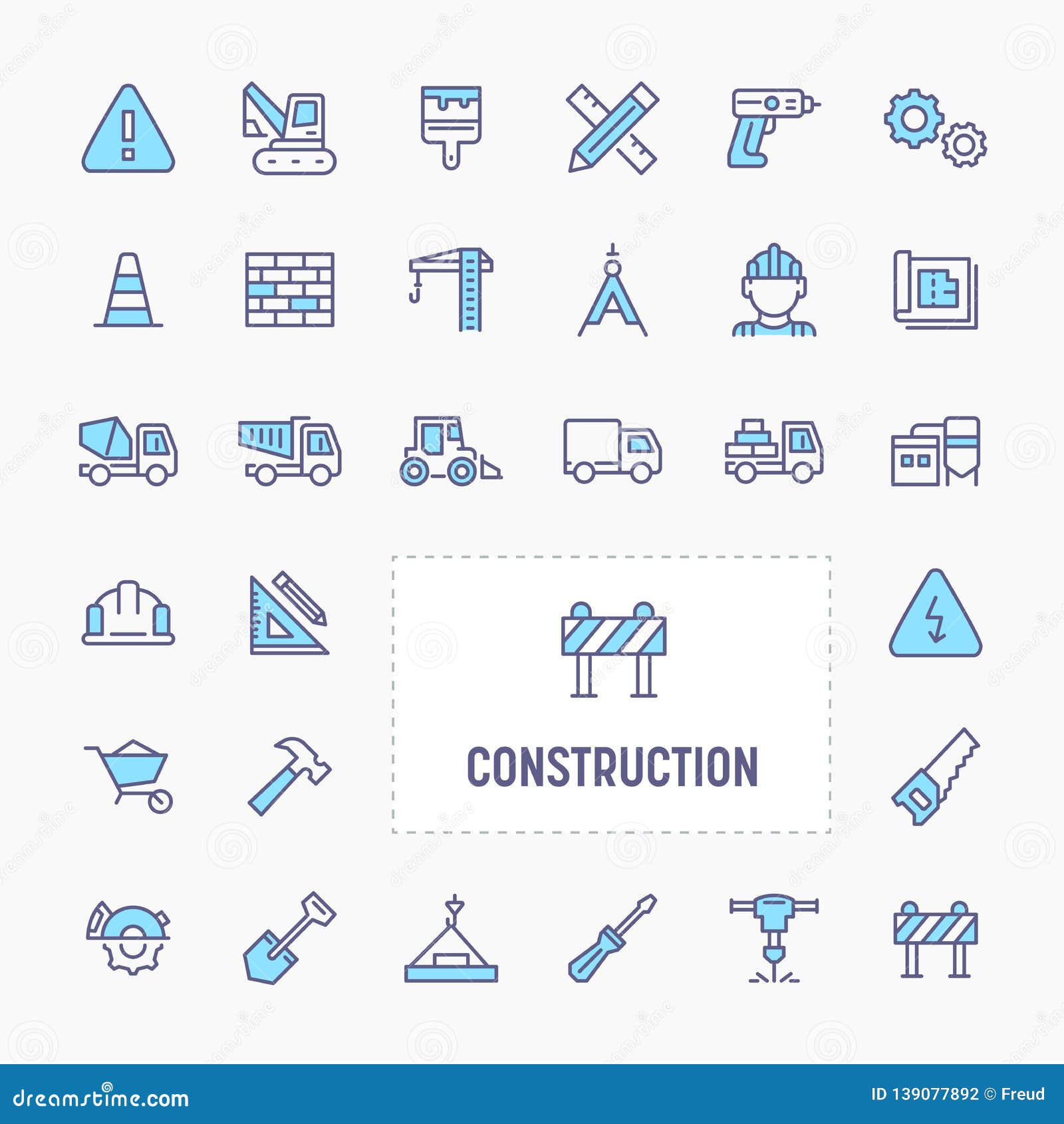 Building Construction Icon Set Stock Vector - Illustration of hammer ...