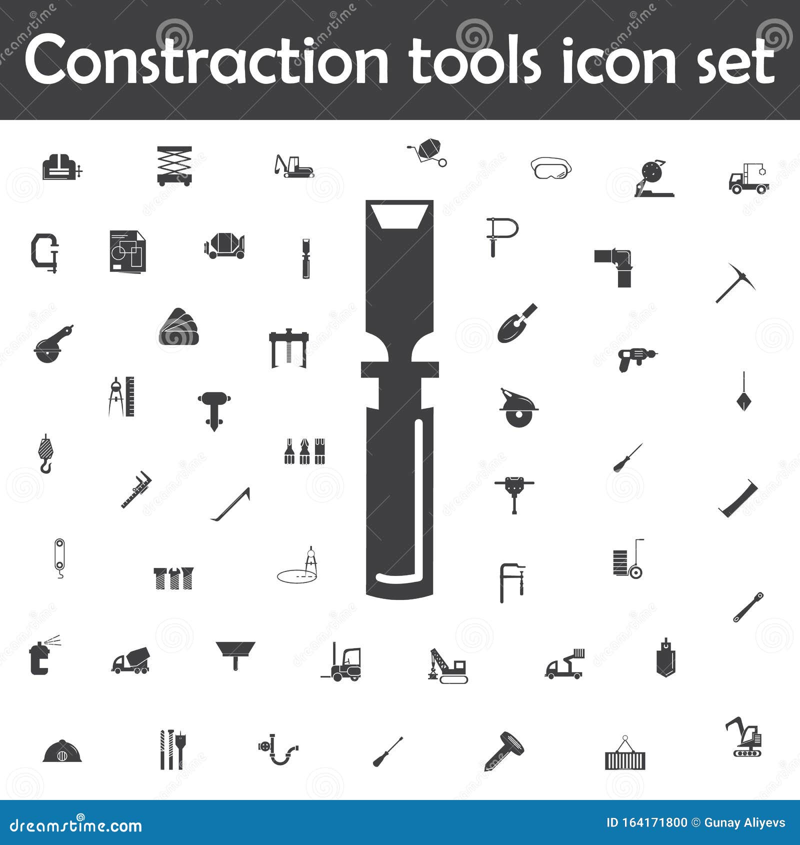Building Construction Tools Chisel Icon. Constraction Tools Icons ...