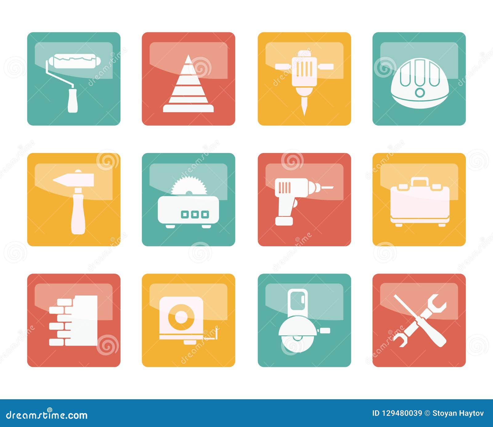 Building and Construction Tools Icons Over Colored Background Stock ...