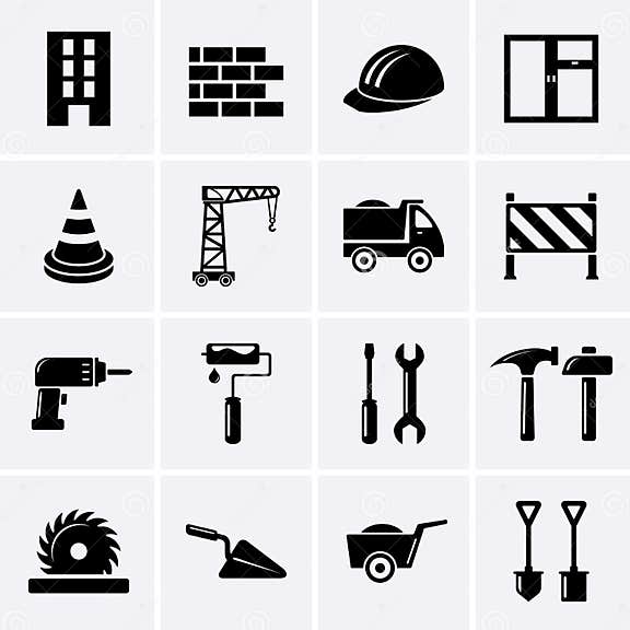 Building, Construction and Tools Icons Stock Vector - Illustration of ...