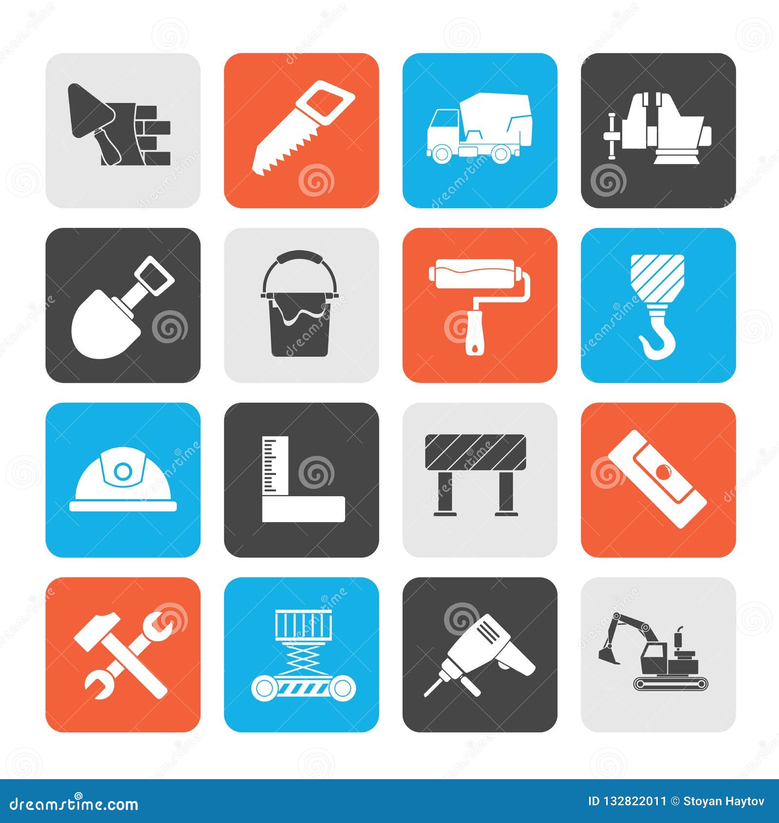 Building and Construction Tools Icons Stock Vector - Illustration of ...