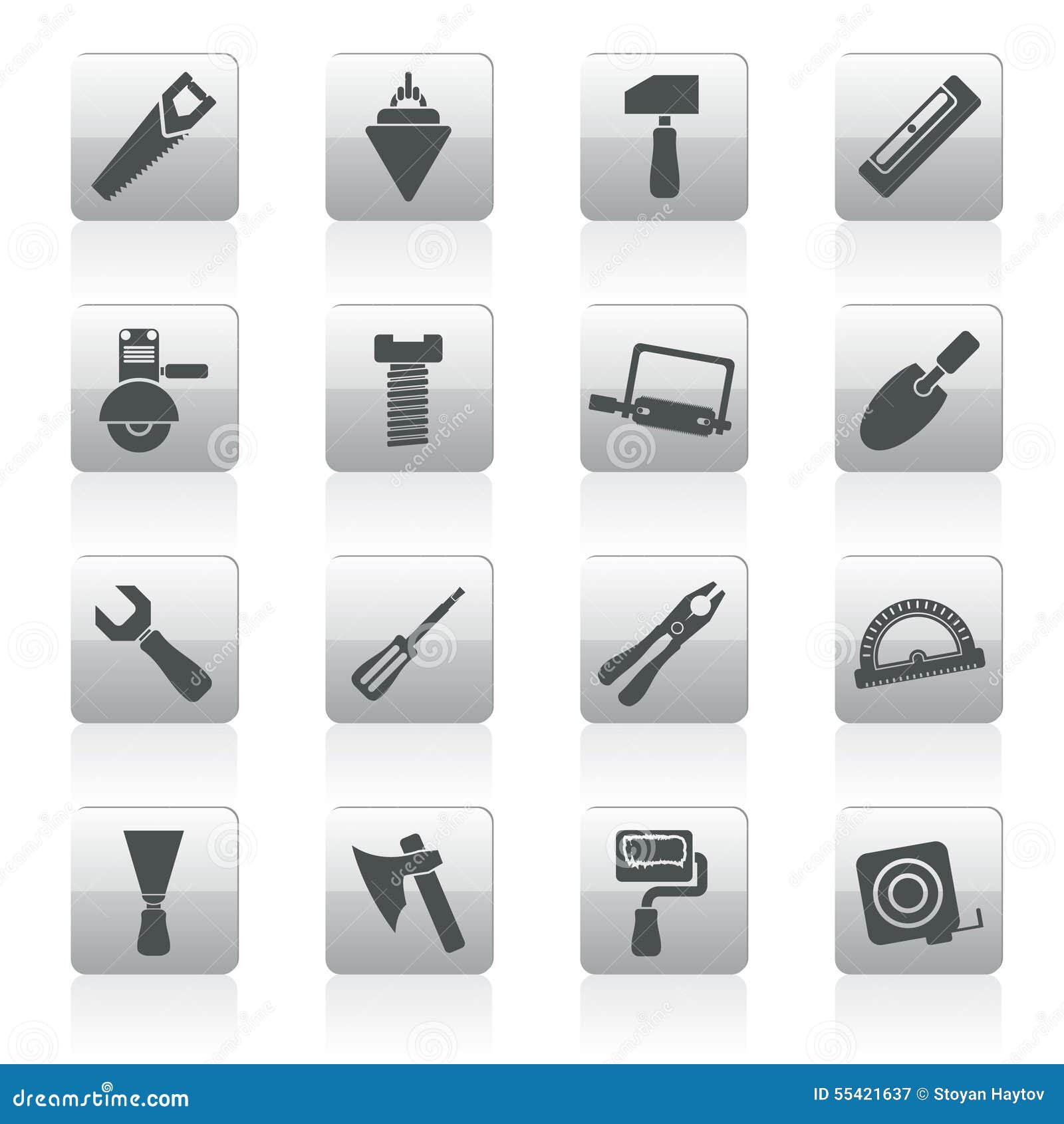 Building and Construction Tools Icons Stock Vector - Illustration of ...