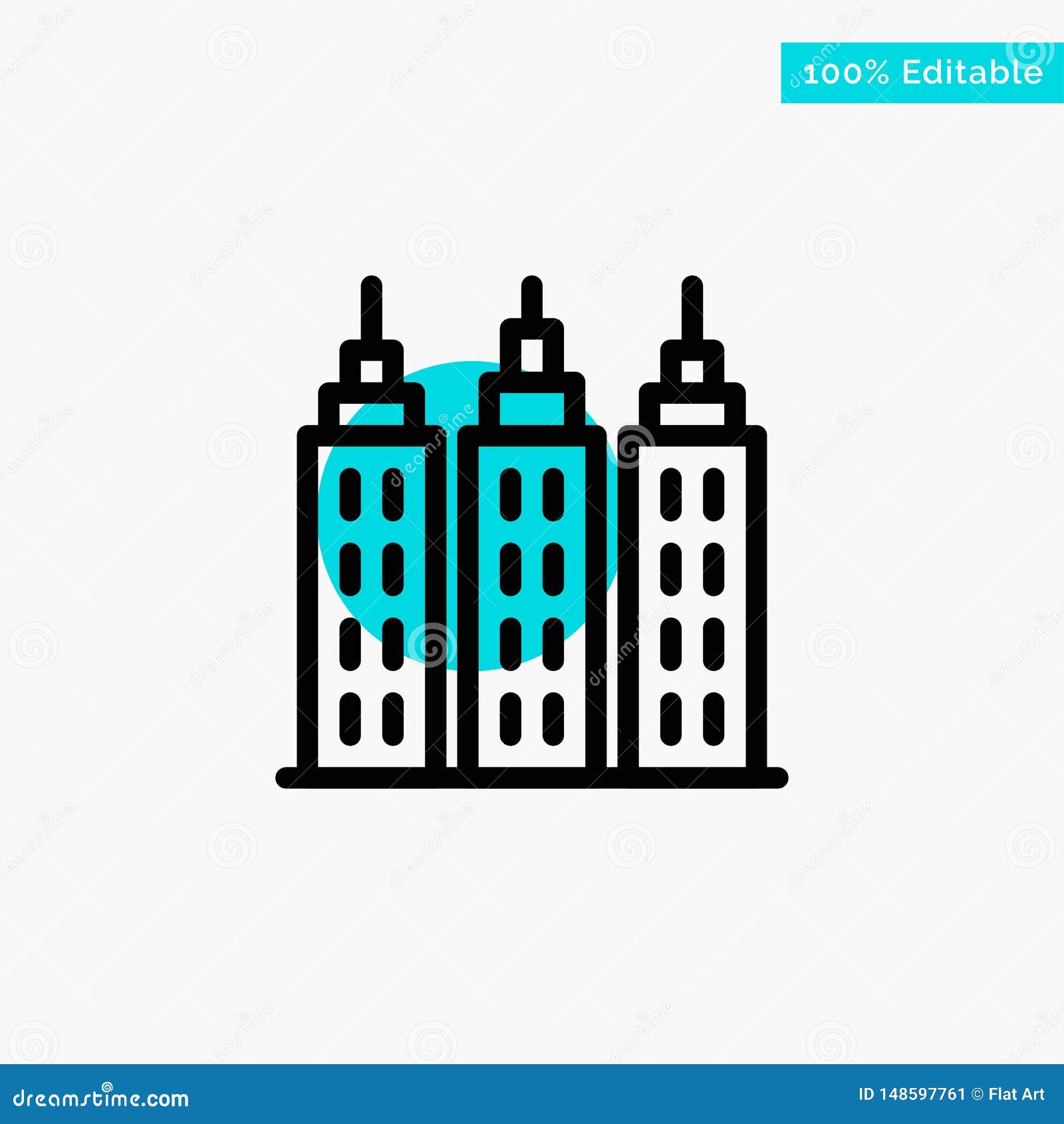 Building, Construction, Tower Turquoise Highlight Circle Point Vector ...