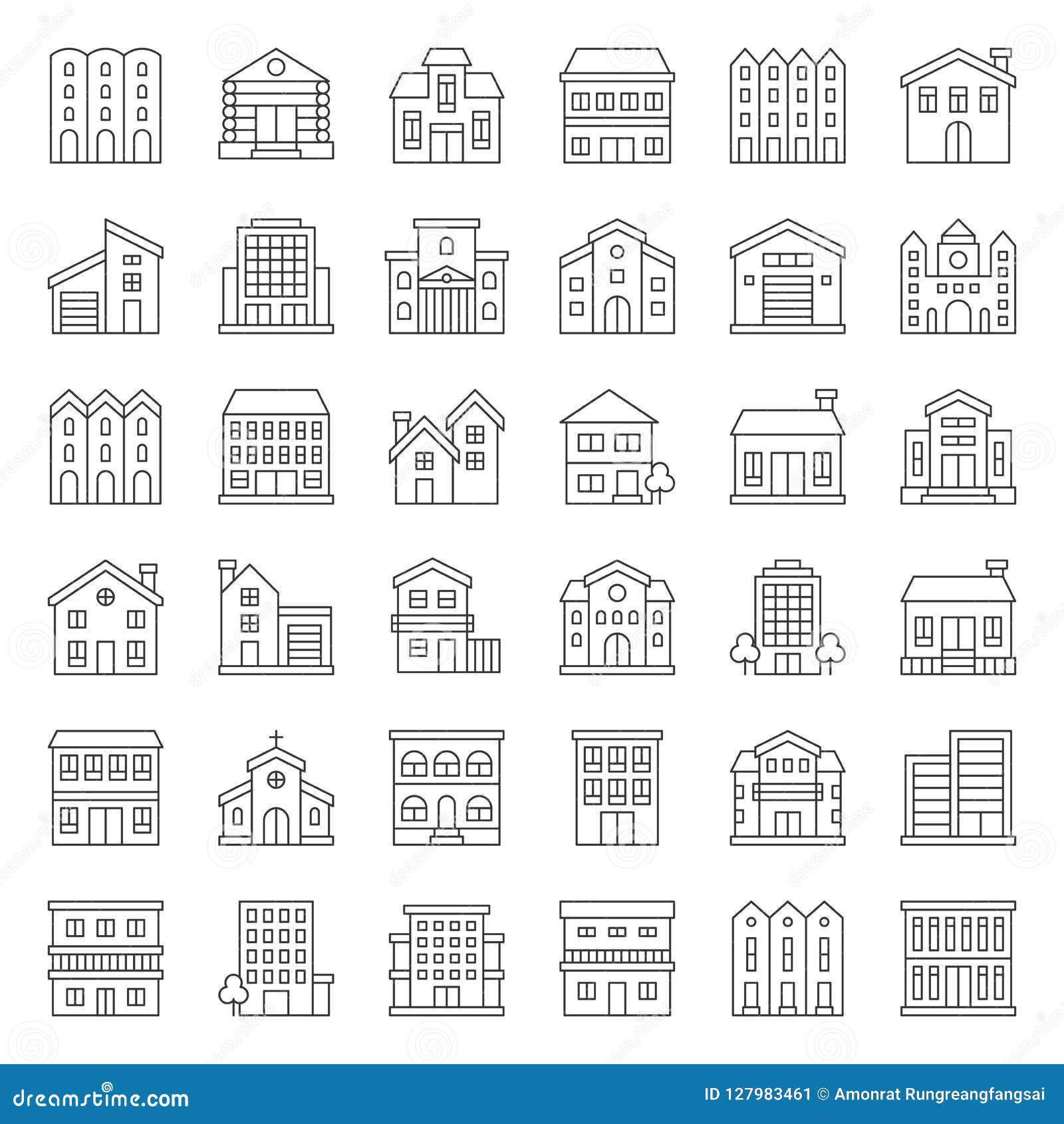 Building Construction Vector Outline Icon Set 2/3 Stock Vector ...