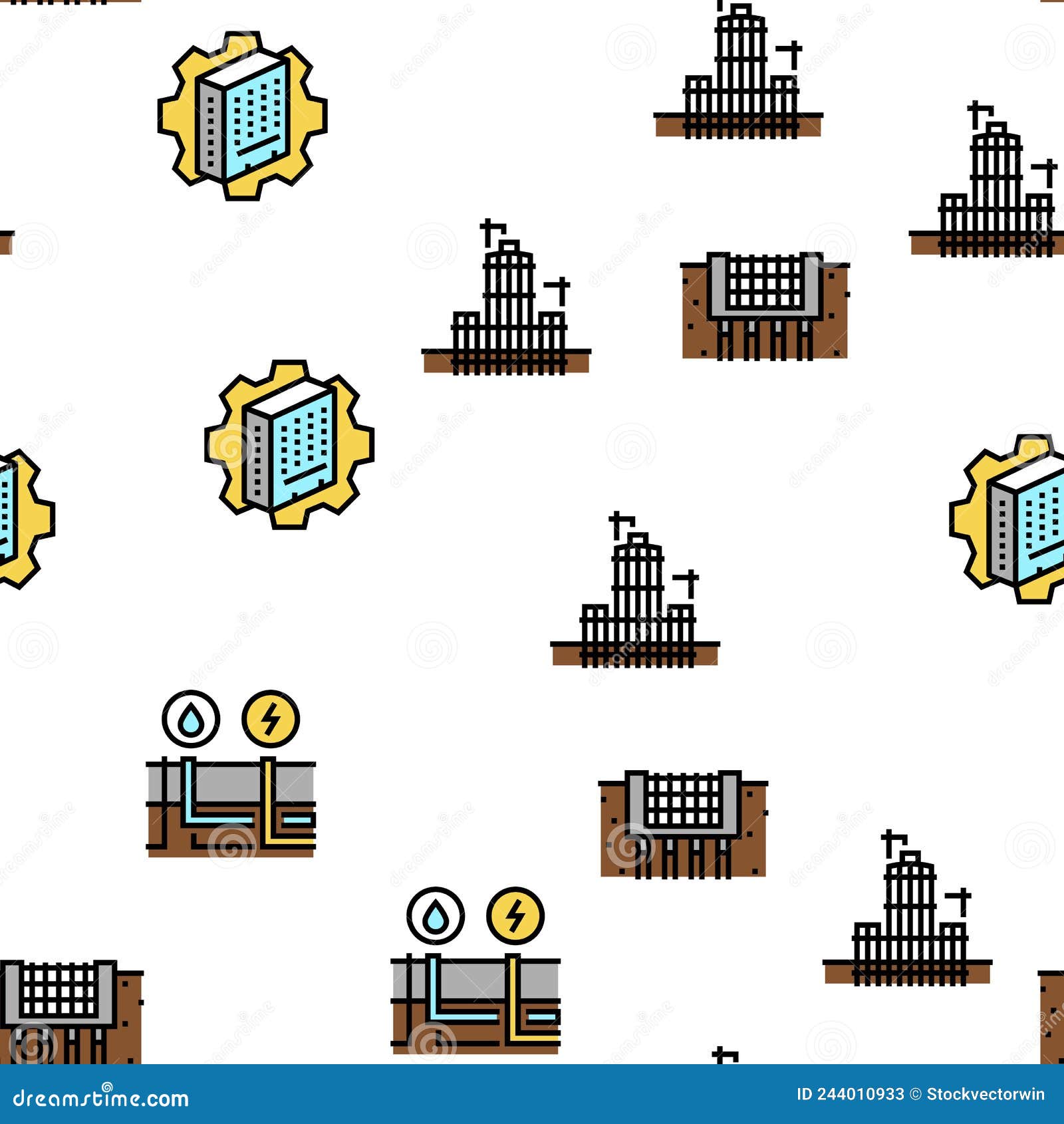 Building Construction Vector Seamless Pattern Stock Vector ...