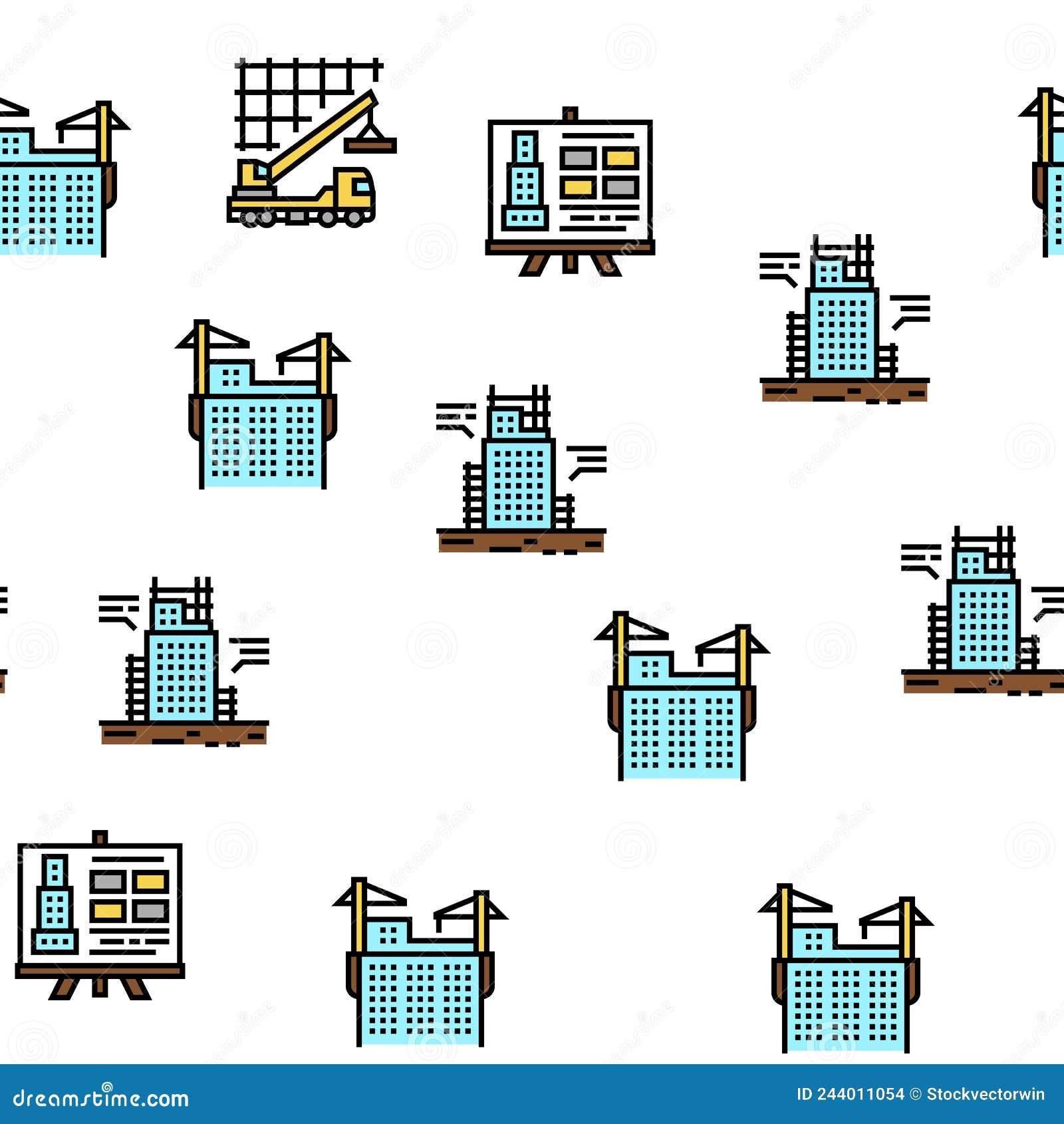 Building Construction Vector Seamless Pattern Stock Vector ...