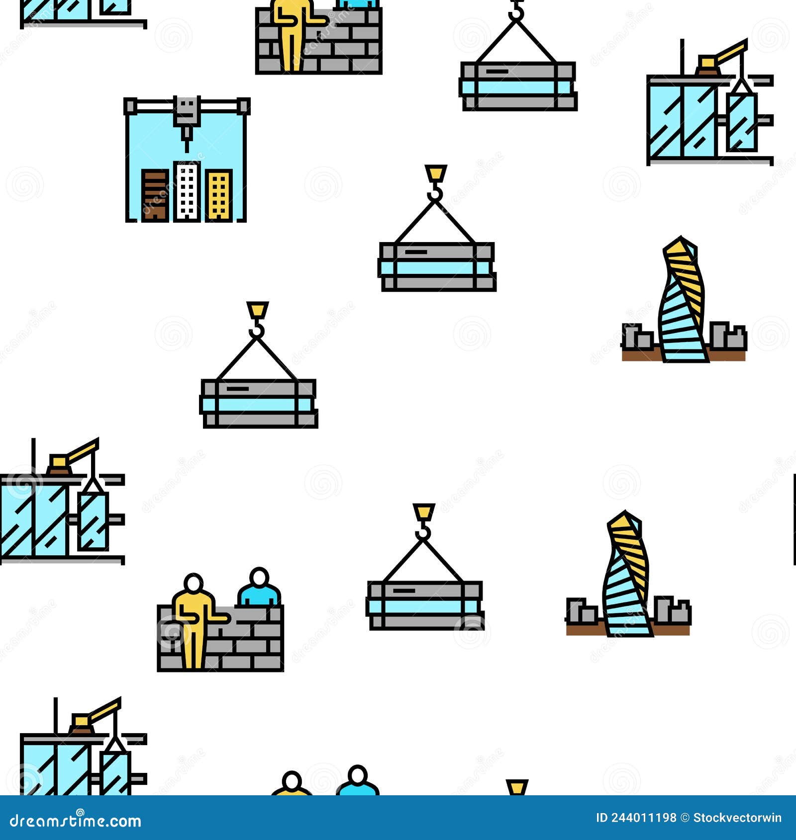 Building Construction Vector Seamless Pattern Stock Illustration ...