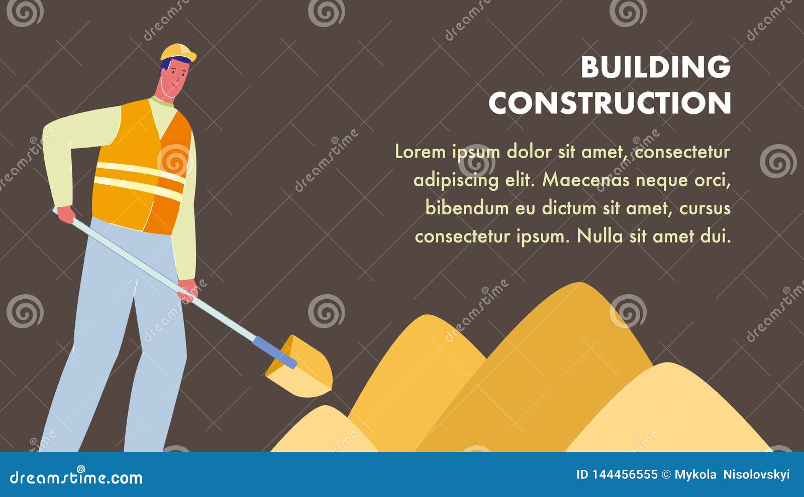 Building Construction Web Banner with Text Space Stock Vector ...