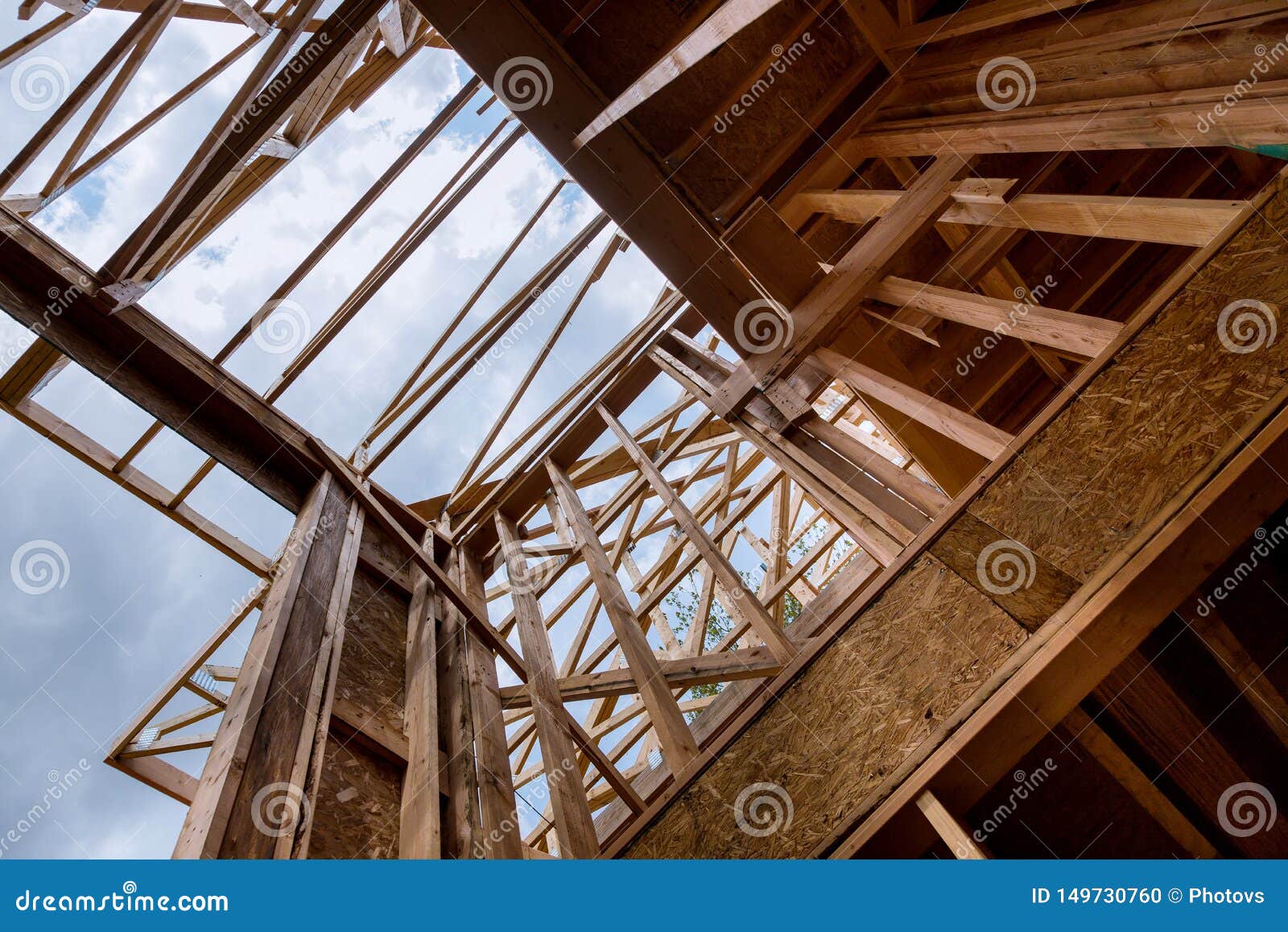 Building Construction, Wood Framing Structure at New Property ...