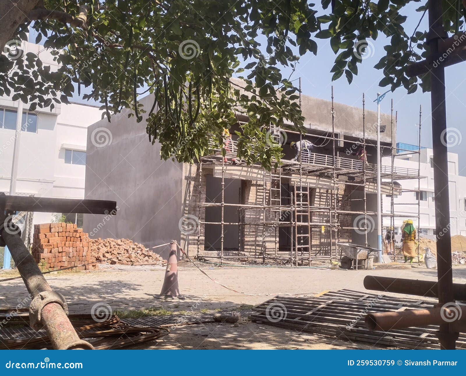 Building construction work stock image. Image of tree - 259530759