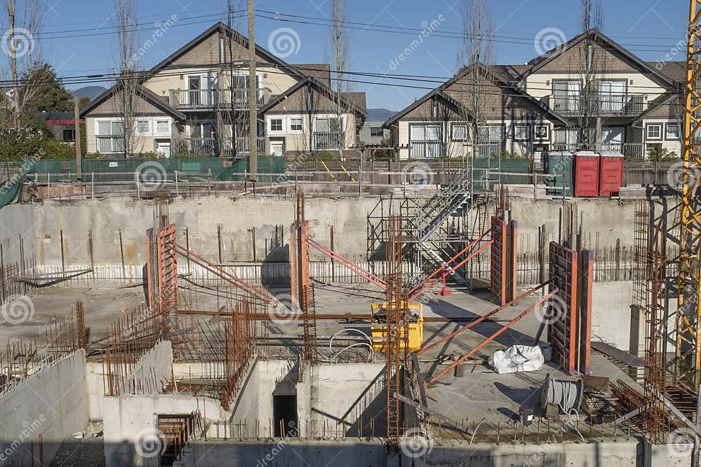 Construction Work Site Showing Basement Floor Completed Stock Photo ...