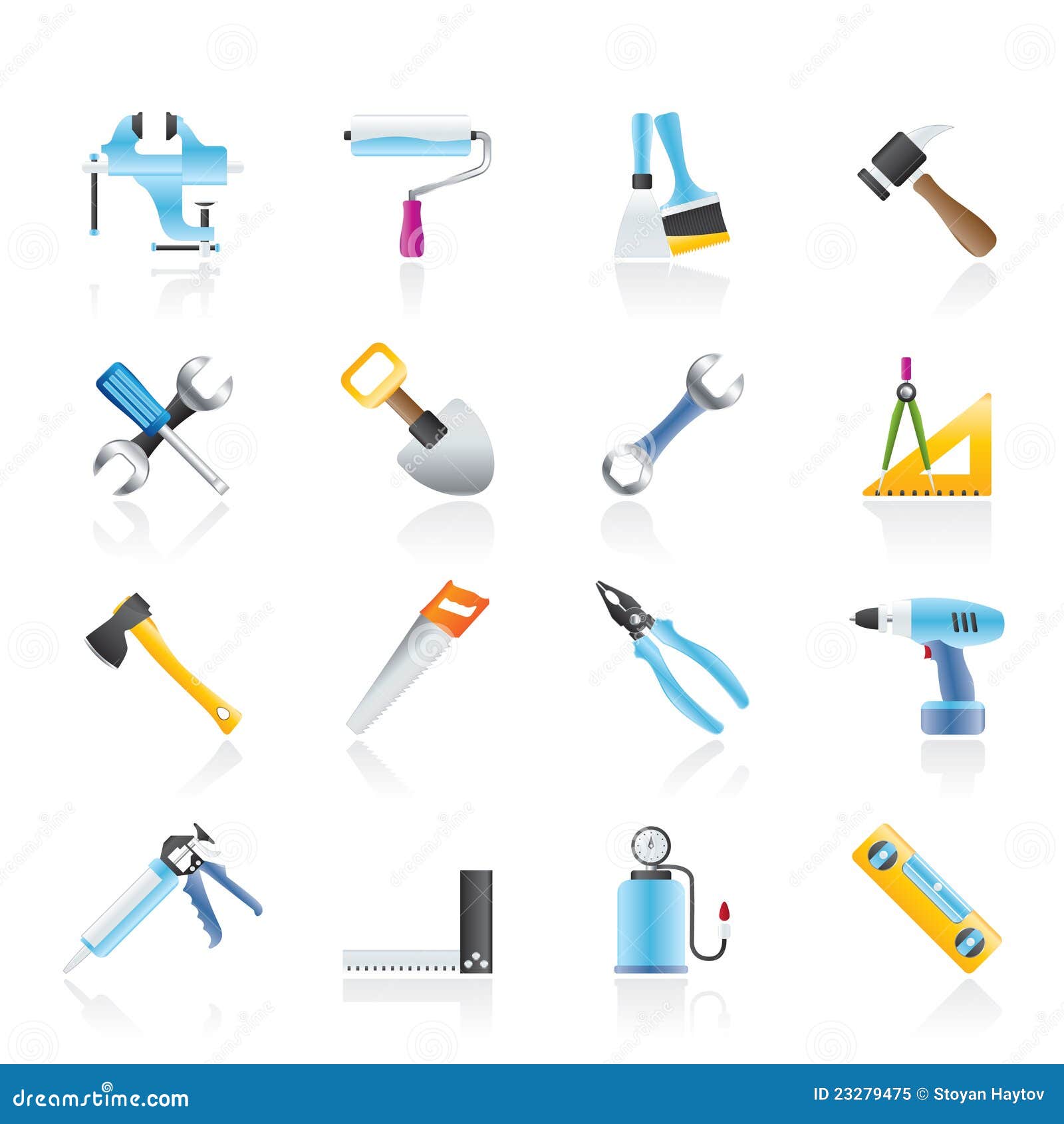 Building and Construction Work Tool Icons Stock Vector - Illustration ...