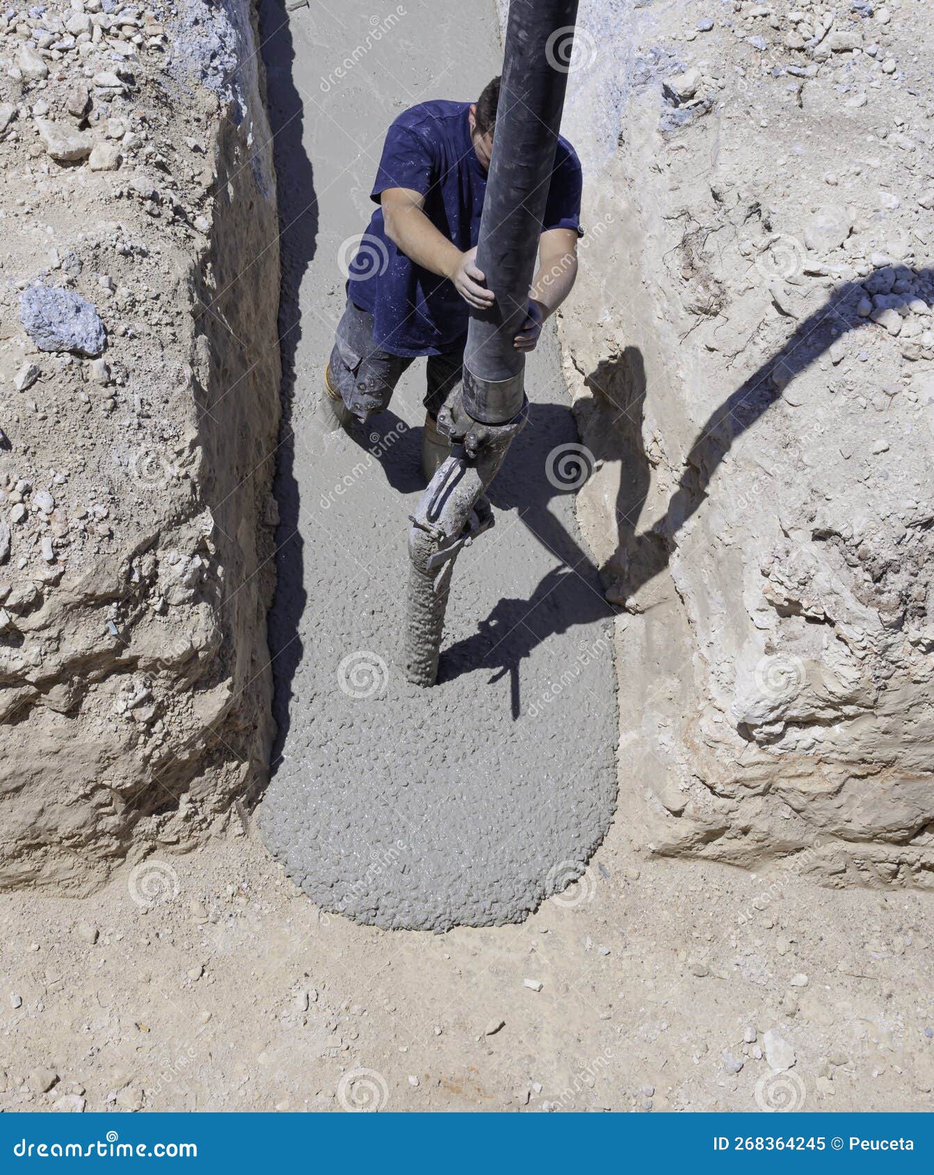 Building Construction Worker Pouring Cement Stock Image - Image of ...
