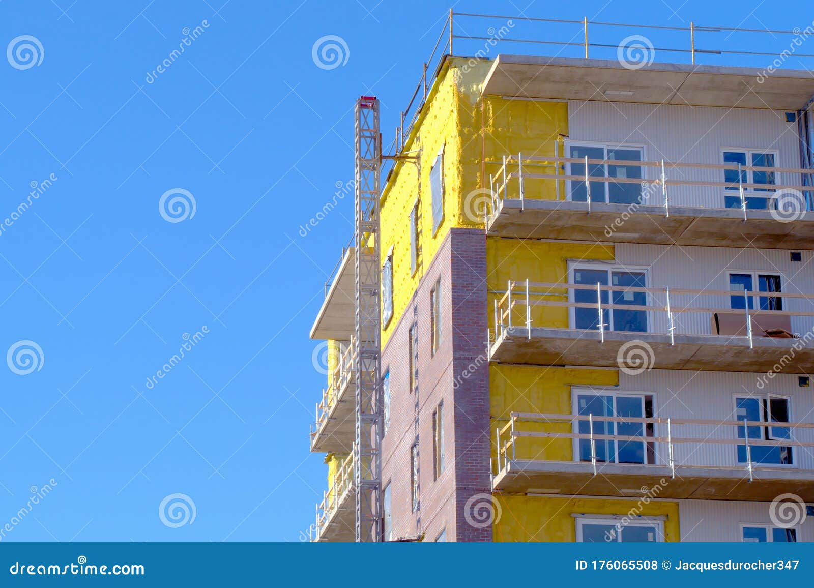 Building Construction Yellow Wall Insulation Facade Work Stock Photo ...