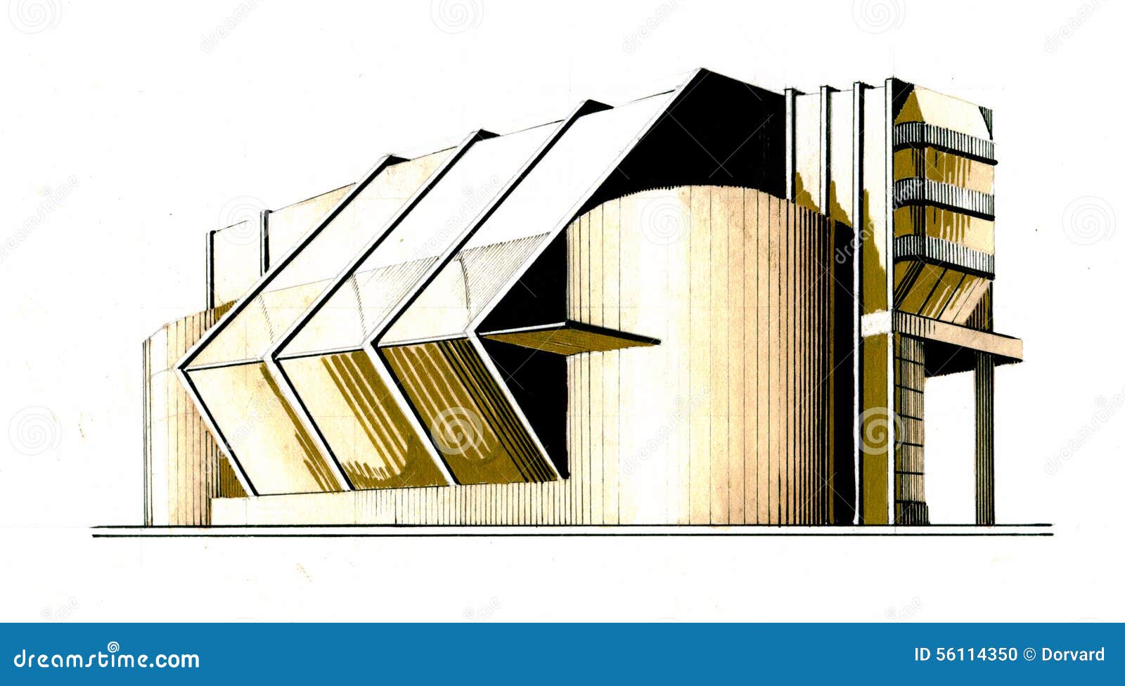 Building in Constructivism Hand Drawn Stock Illustration - Illustration ...