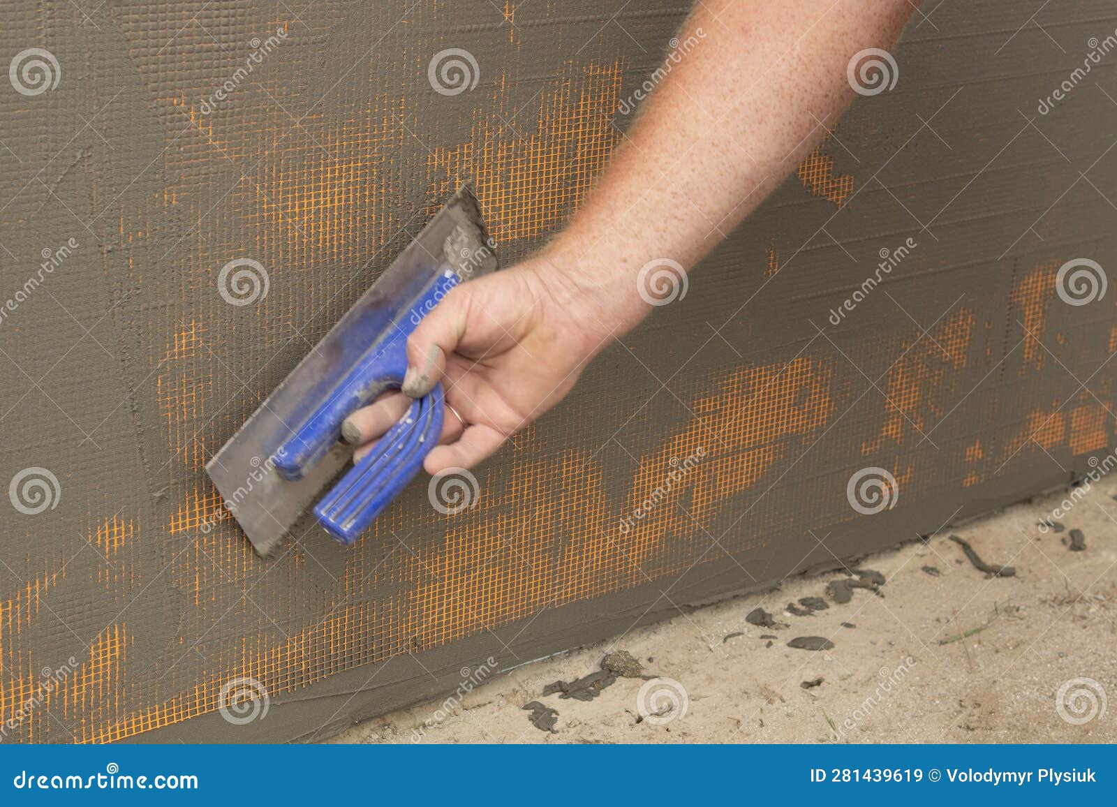 A Building Contractor is Installing a Reinforcing Mesh Stock Image ...