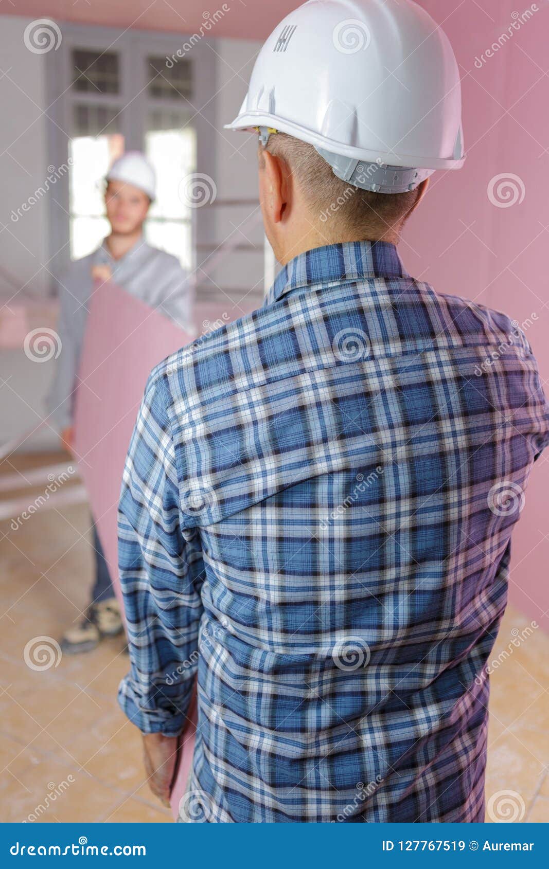2 Building Contractors Working on Site Stock Image - Image of building ...