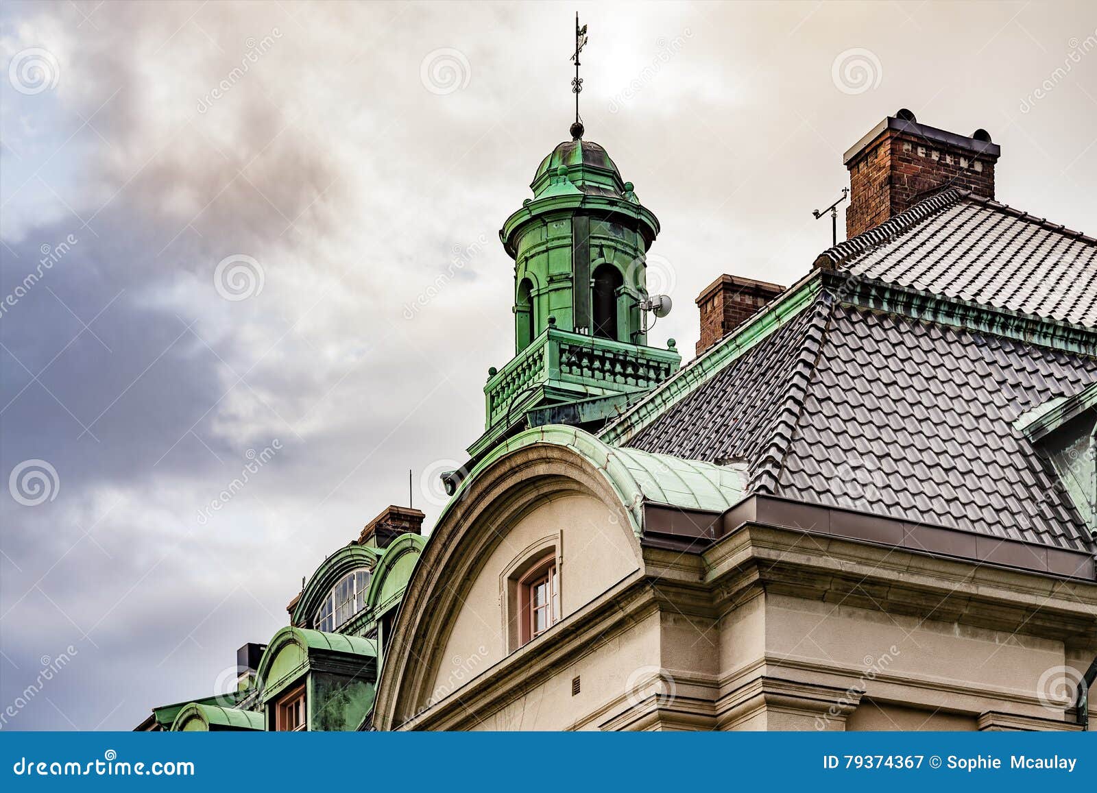 Building with copper roof stock image. Image of detail - 79374367