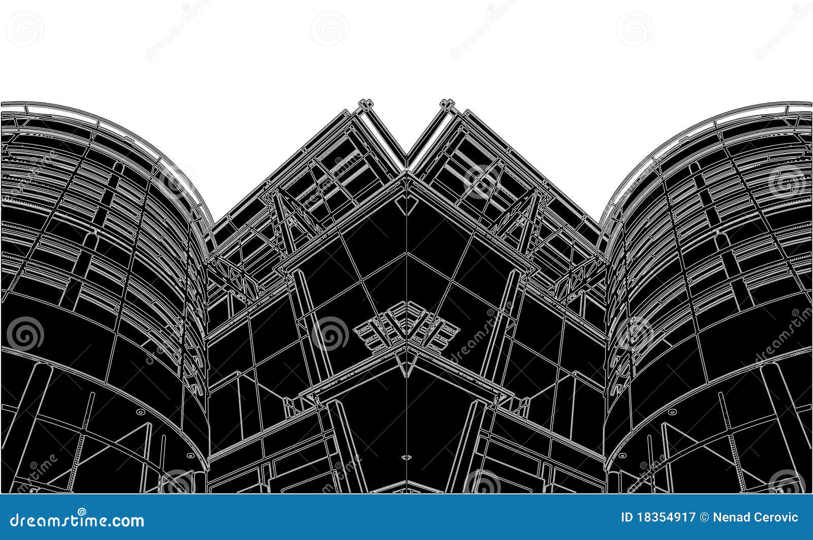 Building Corner Entrance Circle and Quadrant Stock Vector ...