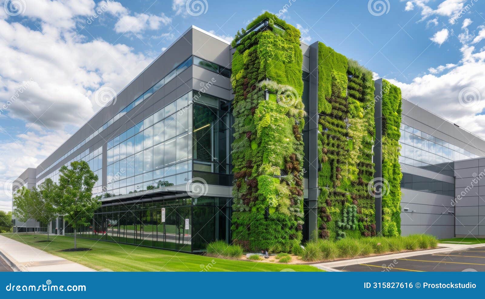 Overgrown Building Facade with Green Plants Stock Photo - Image of ...
