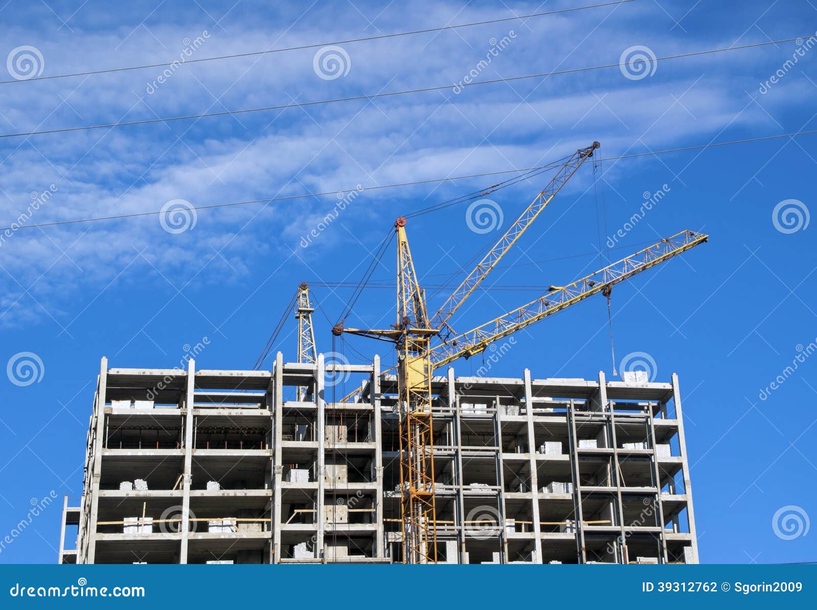 Building Crane is Constructing High Building Stock Photo - Image of ...