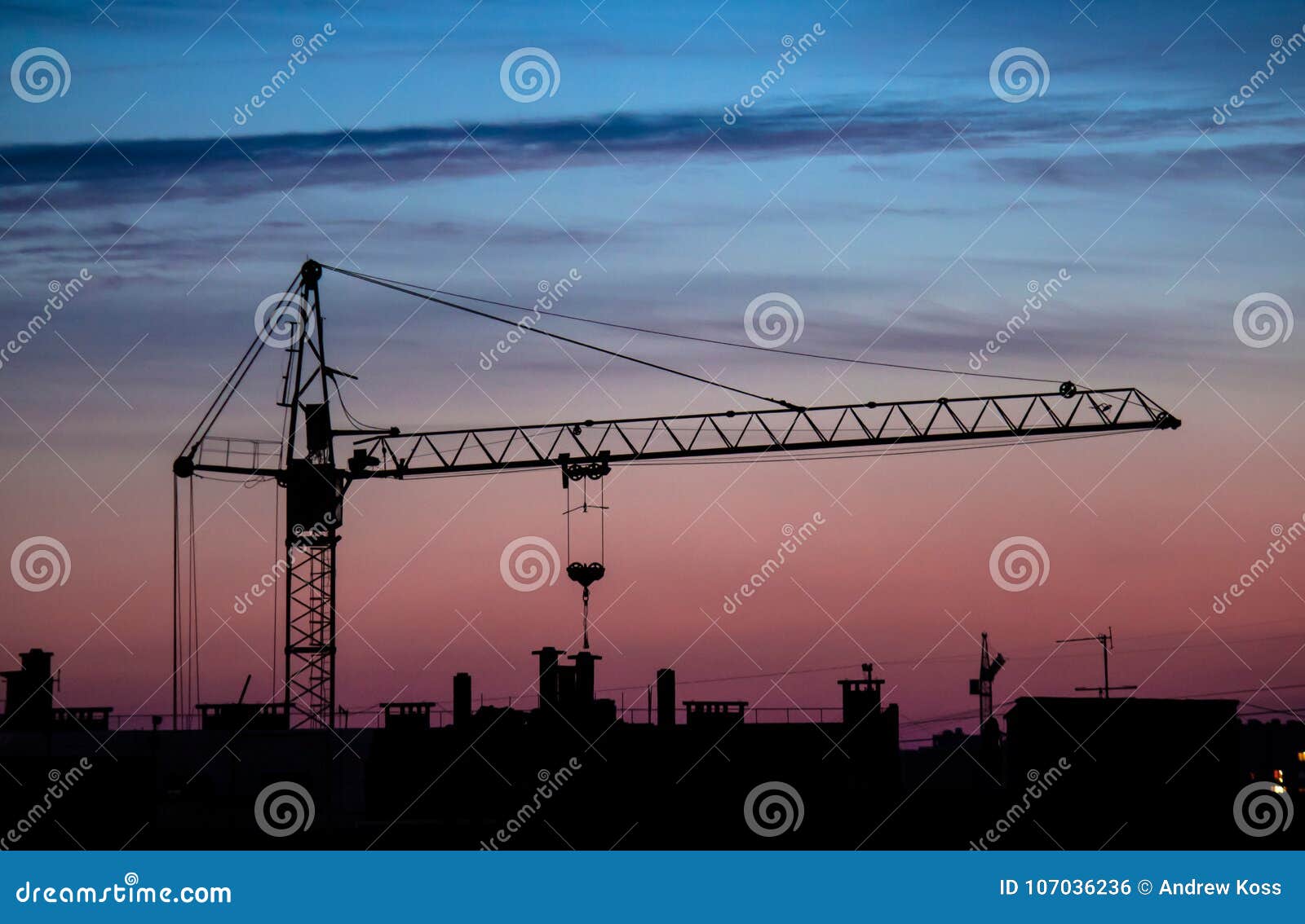 Building crane sunset stock photo. Image of engineering - 107036236