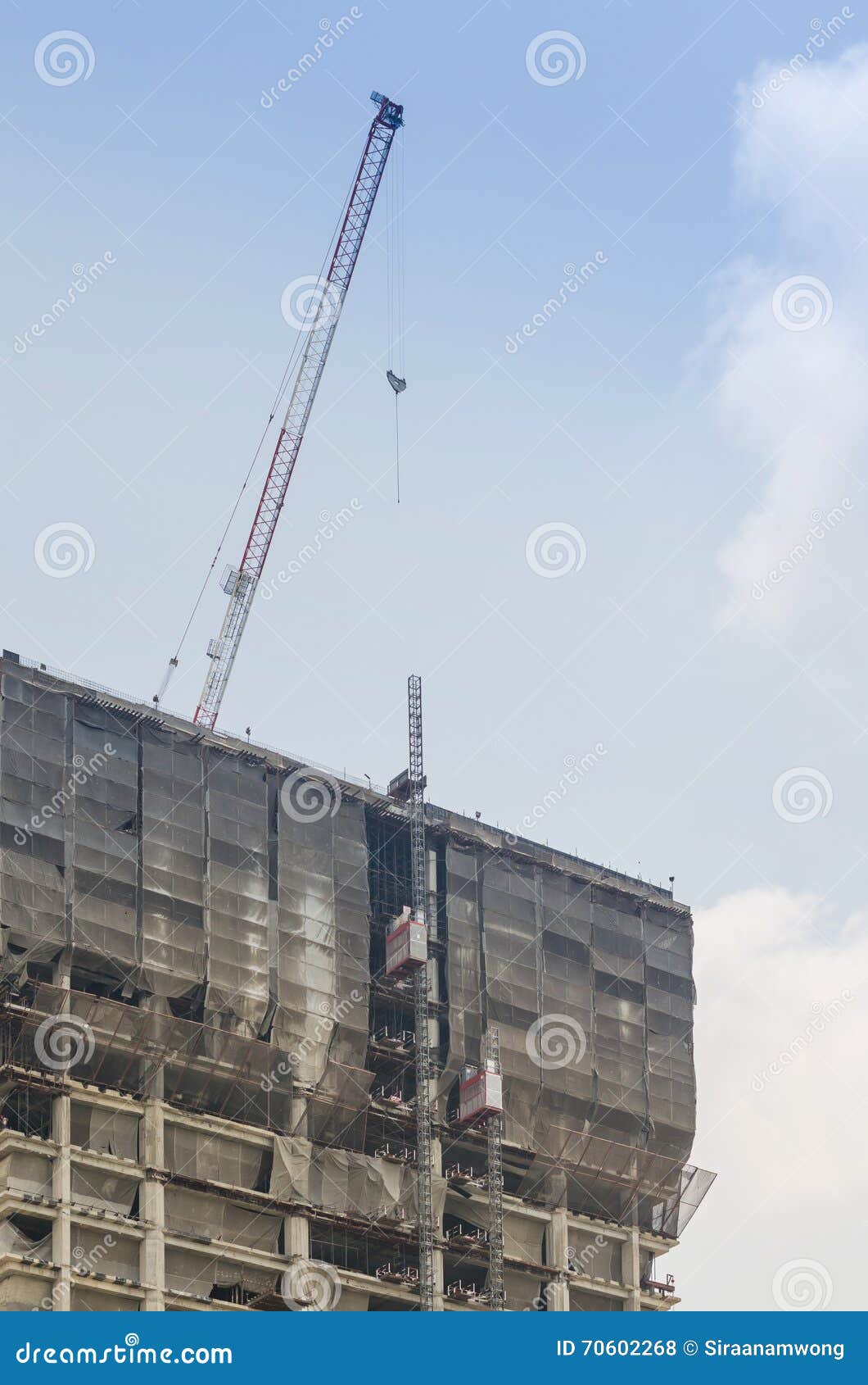 Building and Crane Under Construction Stock Photo - Image of manual ...
