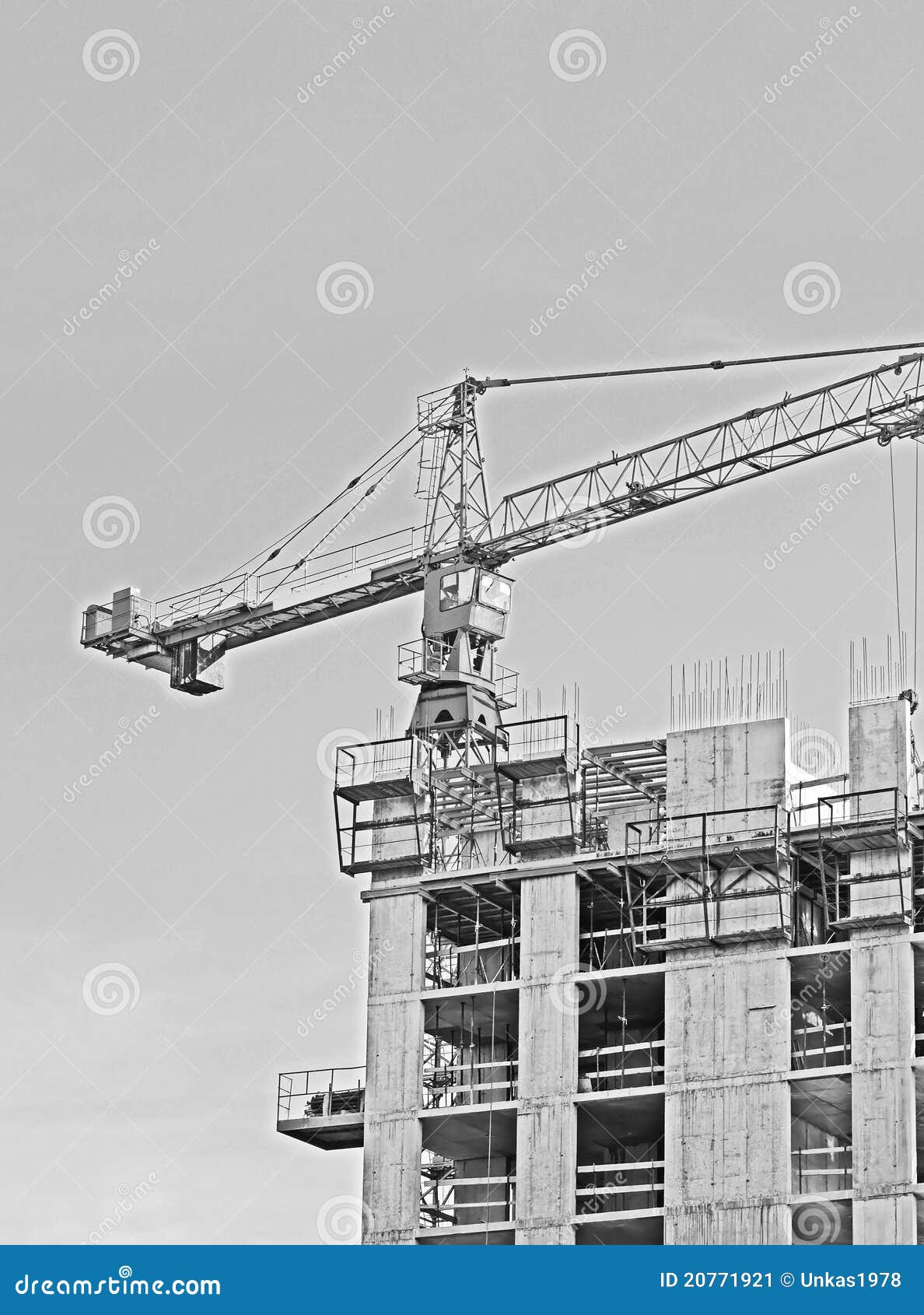Building Crane Under Construction Site Stock Image - Image of concrete ...