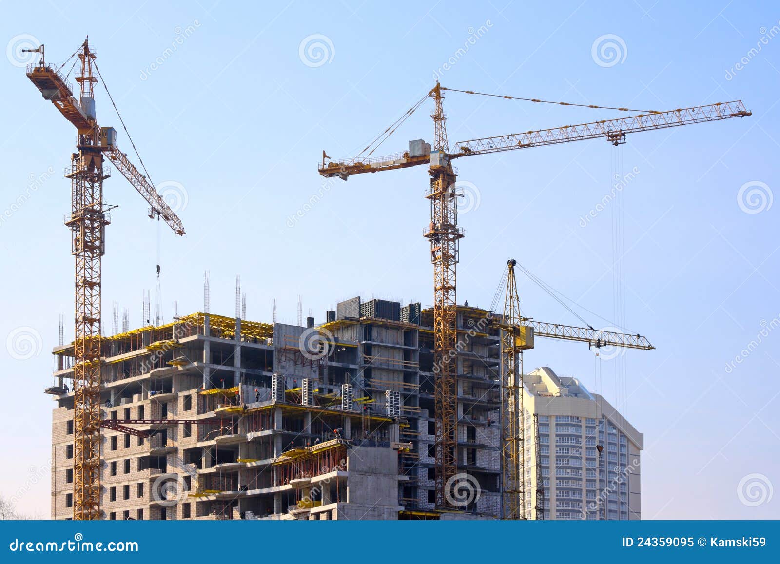 Building Cranes and Under Construction Building Stock Image - Image of ...