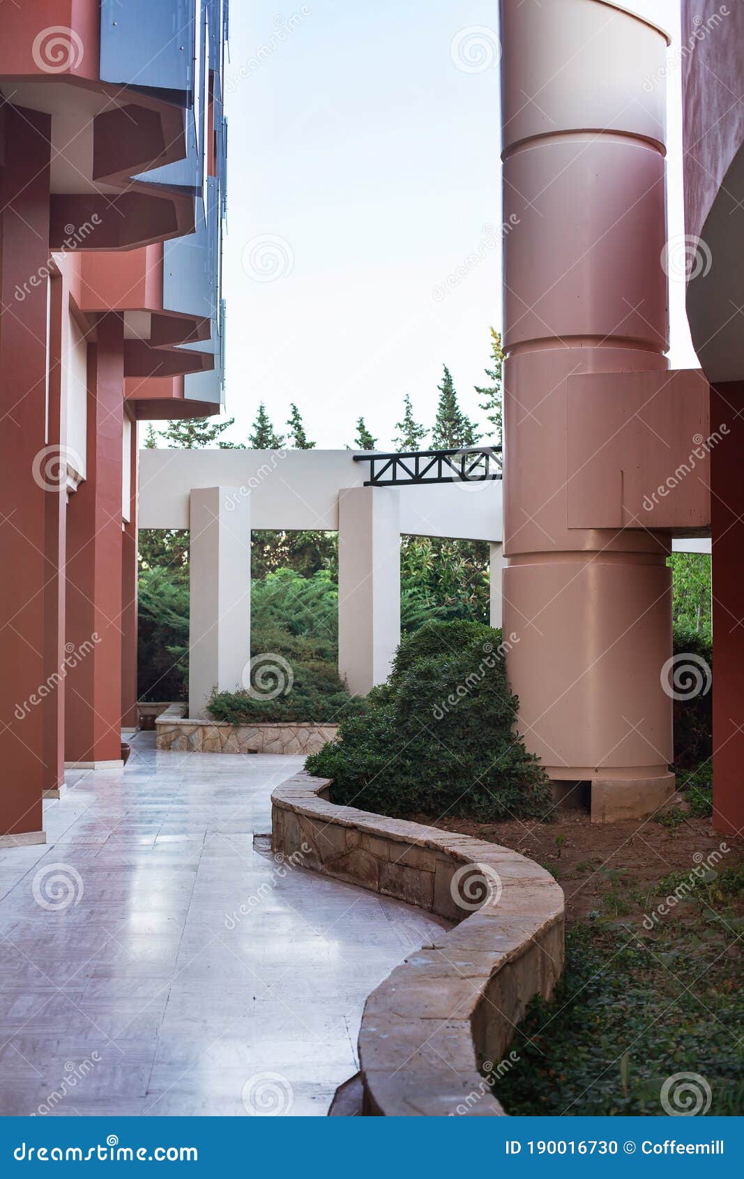 Building with Curved Walls and Architectural Solutions Stock Photo ...