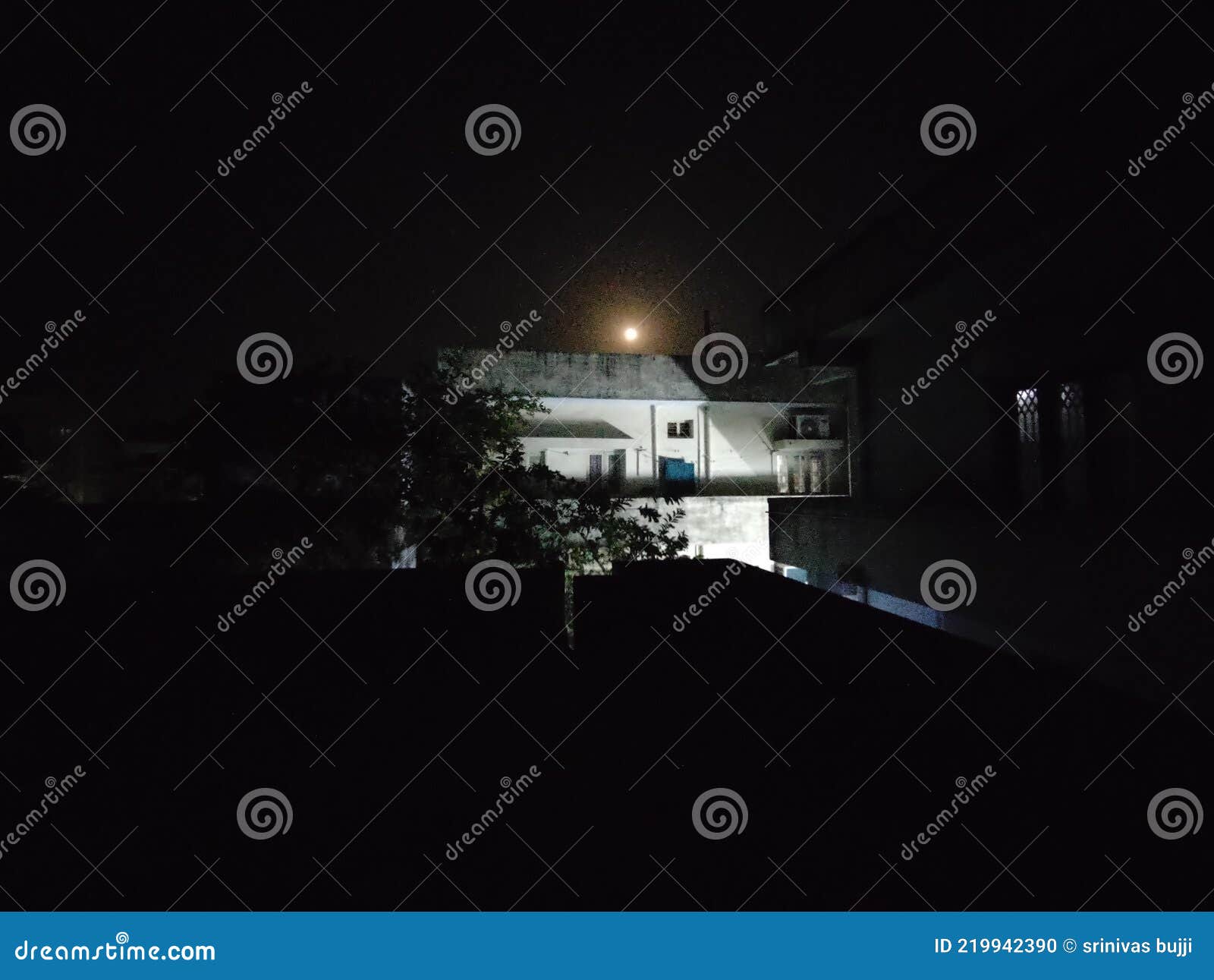 Building in the Dark Night View Looks Scary Stock Photo - Image of view ...