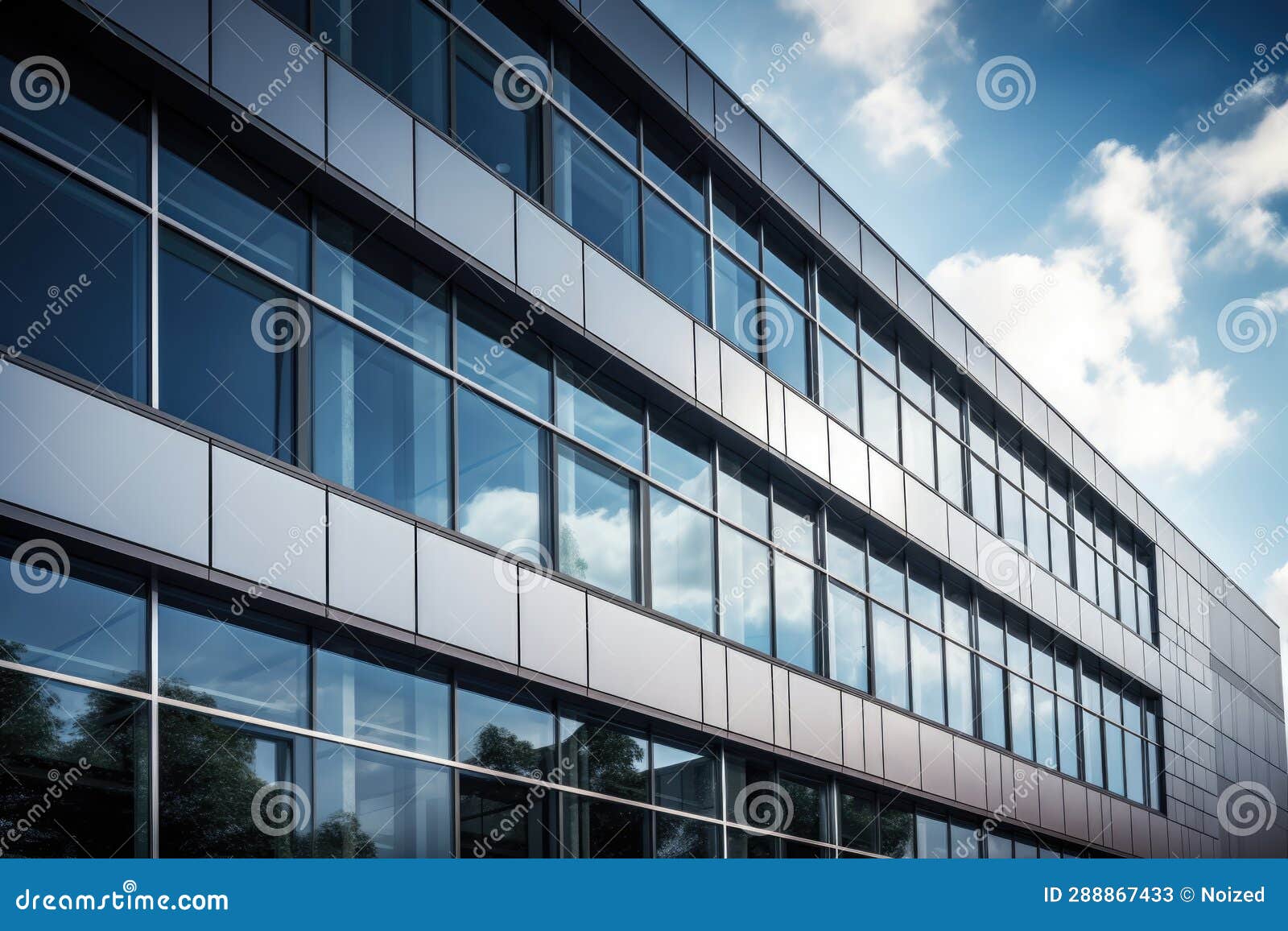 Building with Dark Reflective Windows. Facade, Sky and Clouds Stock ...