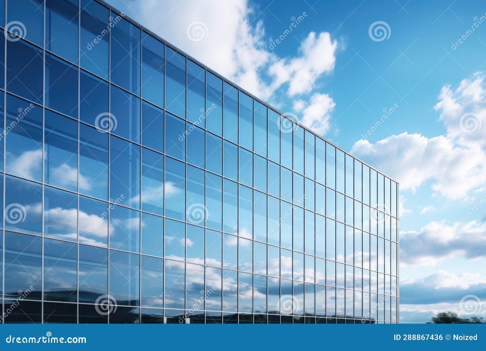 Building with Dark Reflective Windows. Facade, Sky and Clouds Stock ...