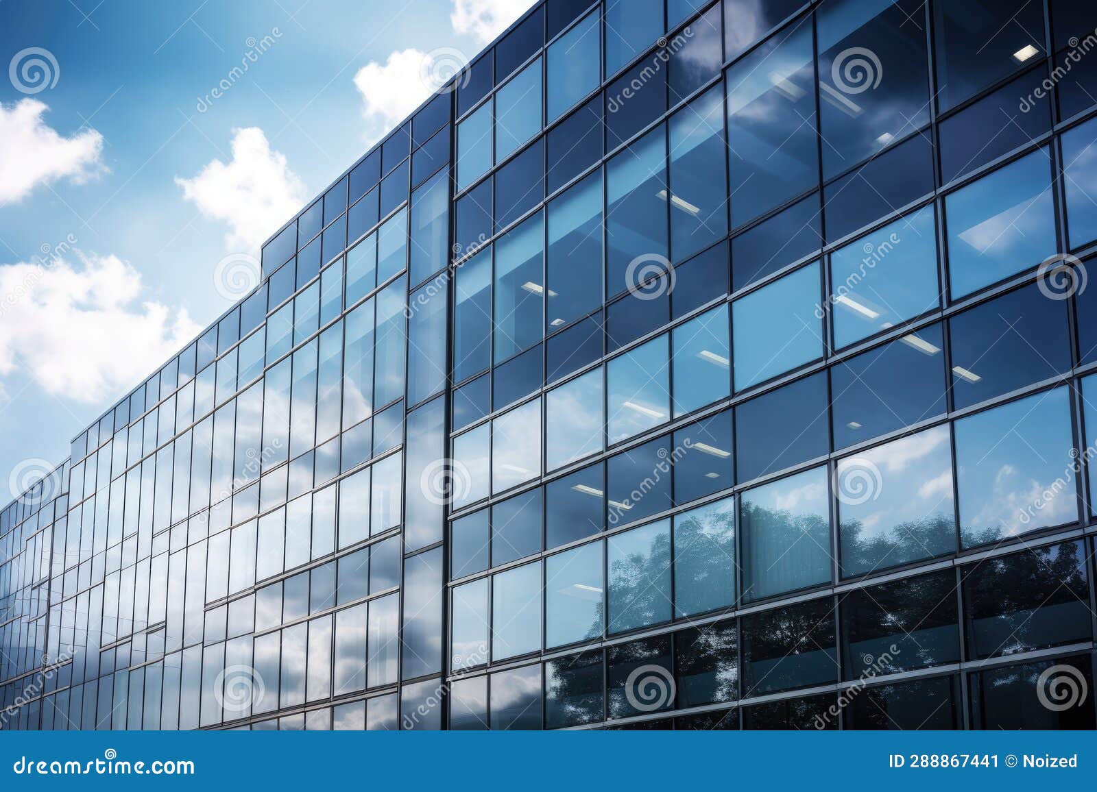 Building with Dark Reflective Windows. Facade, Sky and Clouds Stock ...