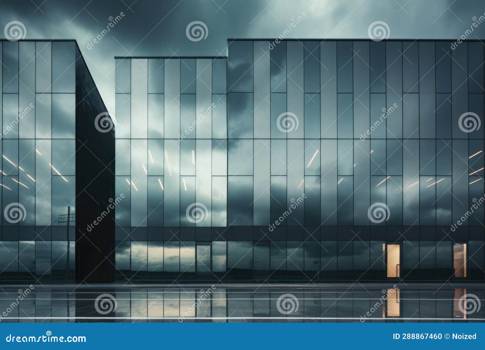 Building with Dark Reflective Windows. Facade, Sky and Clouds Stock ...
