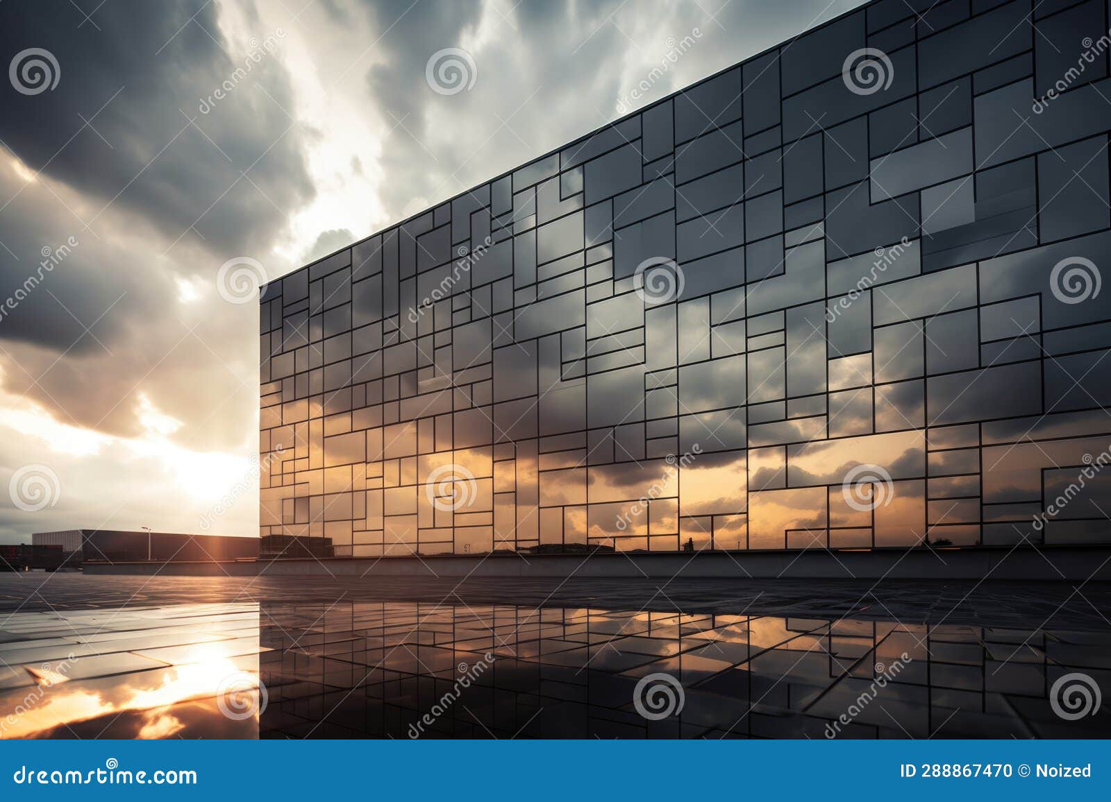 Building with Dark Reflective Windows. Facade, Sky and Clouds Stock ...