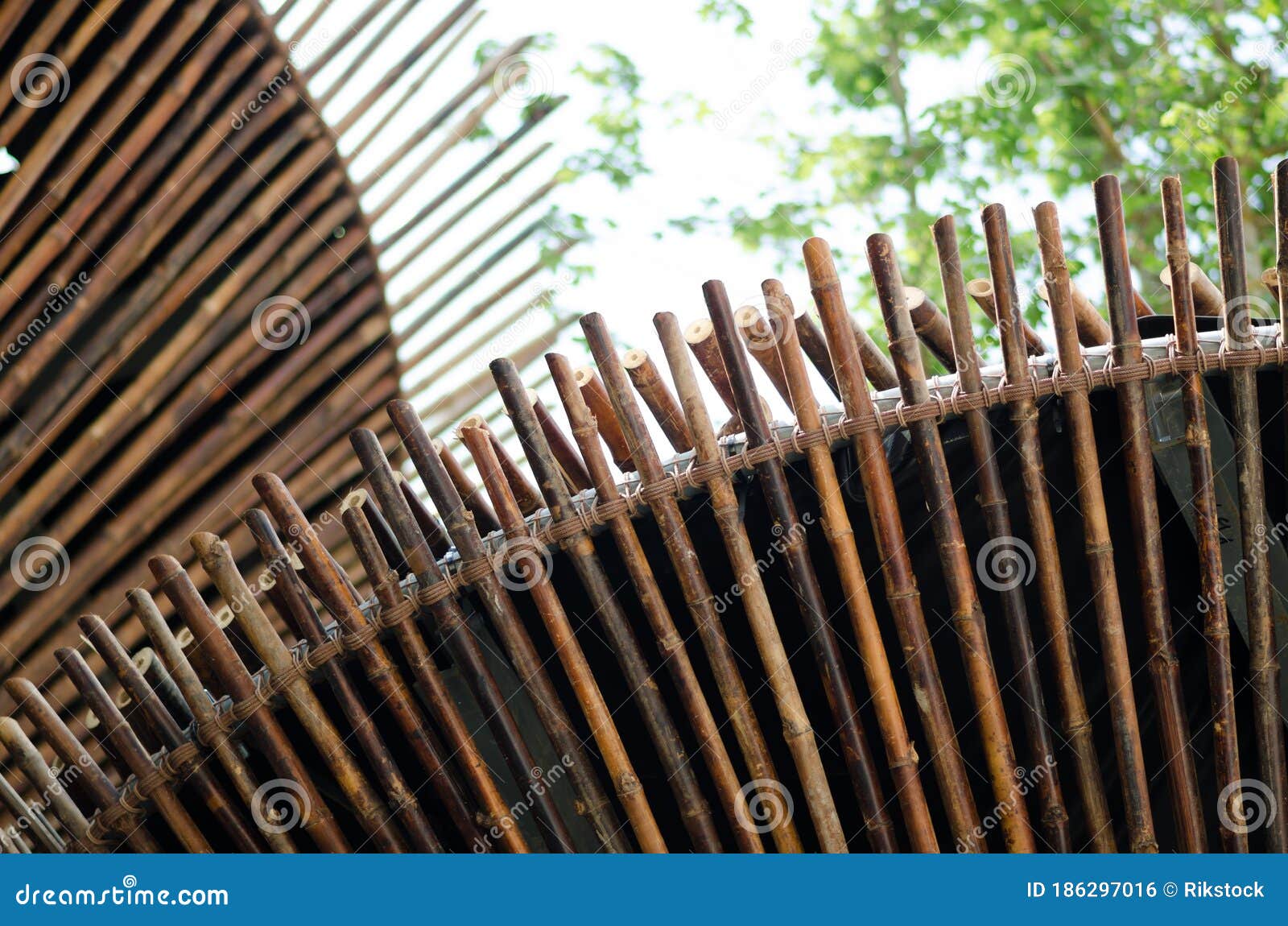 Building with Decorative Structure Made of Bamboo Canes Stock Photo ...