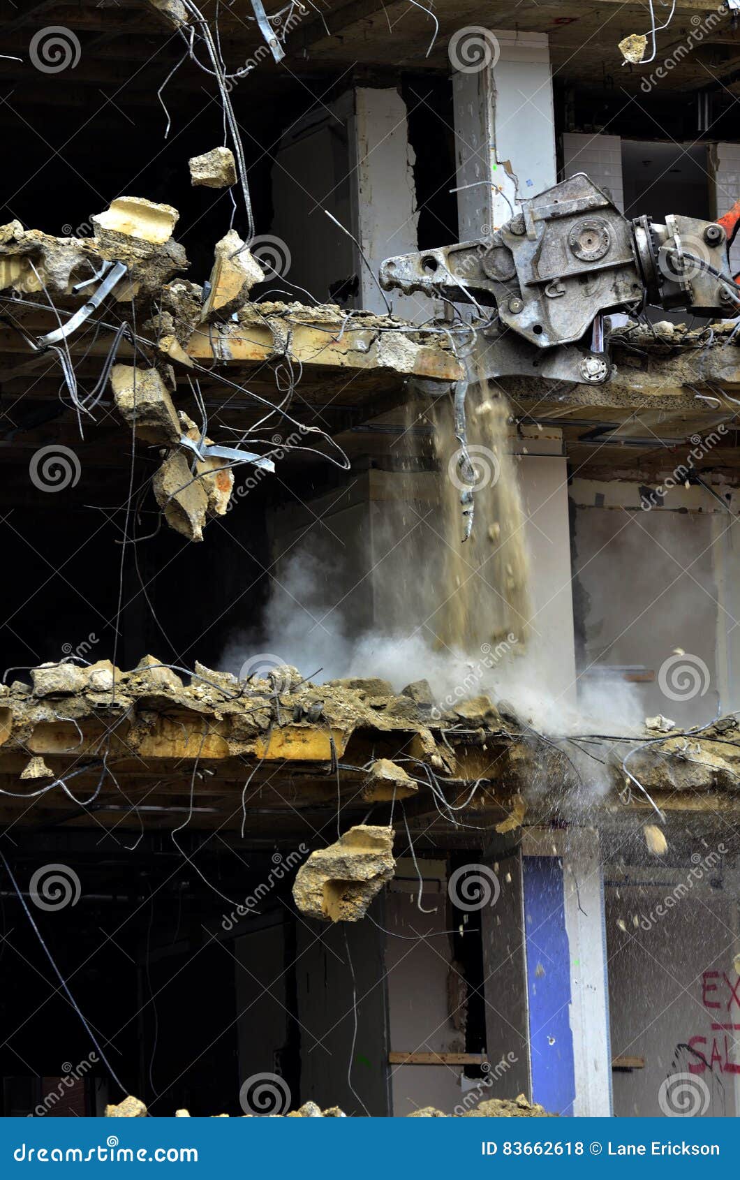 Building Demolition Collapsing Construction Tear Down Stock Photo ...