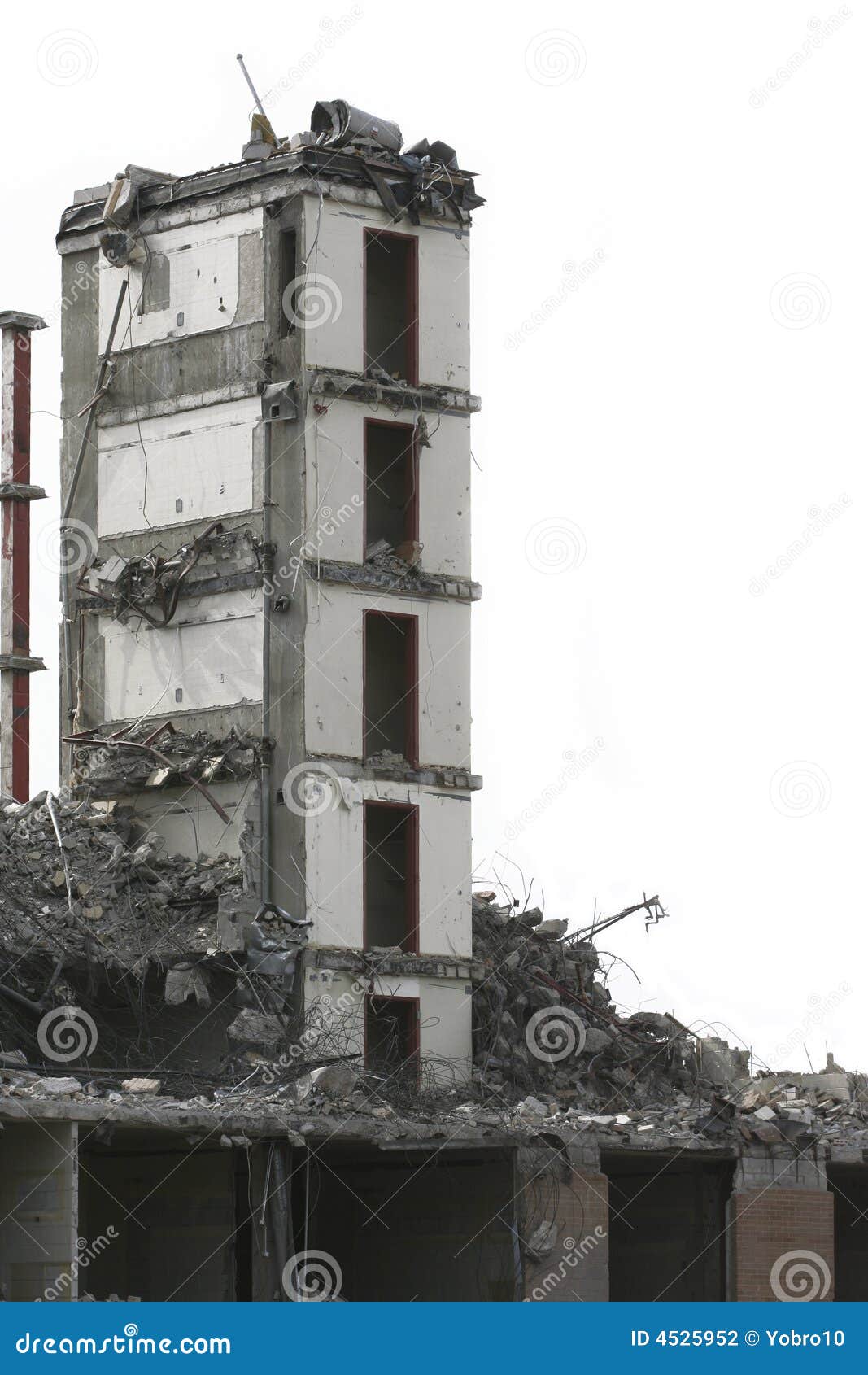 Building Demolition on White Stock Photo - Image of rebar, damaged: 4525952