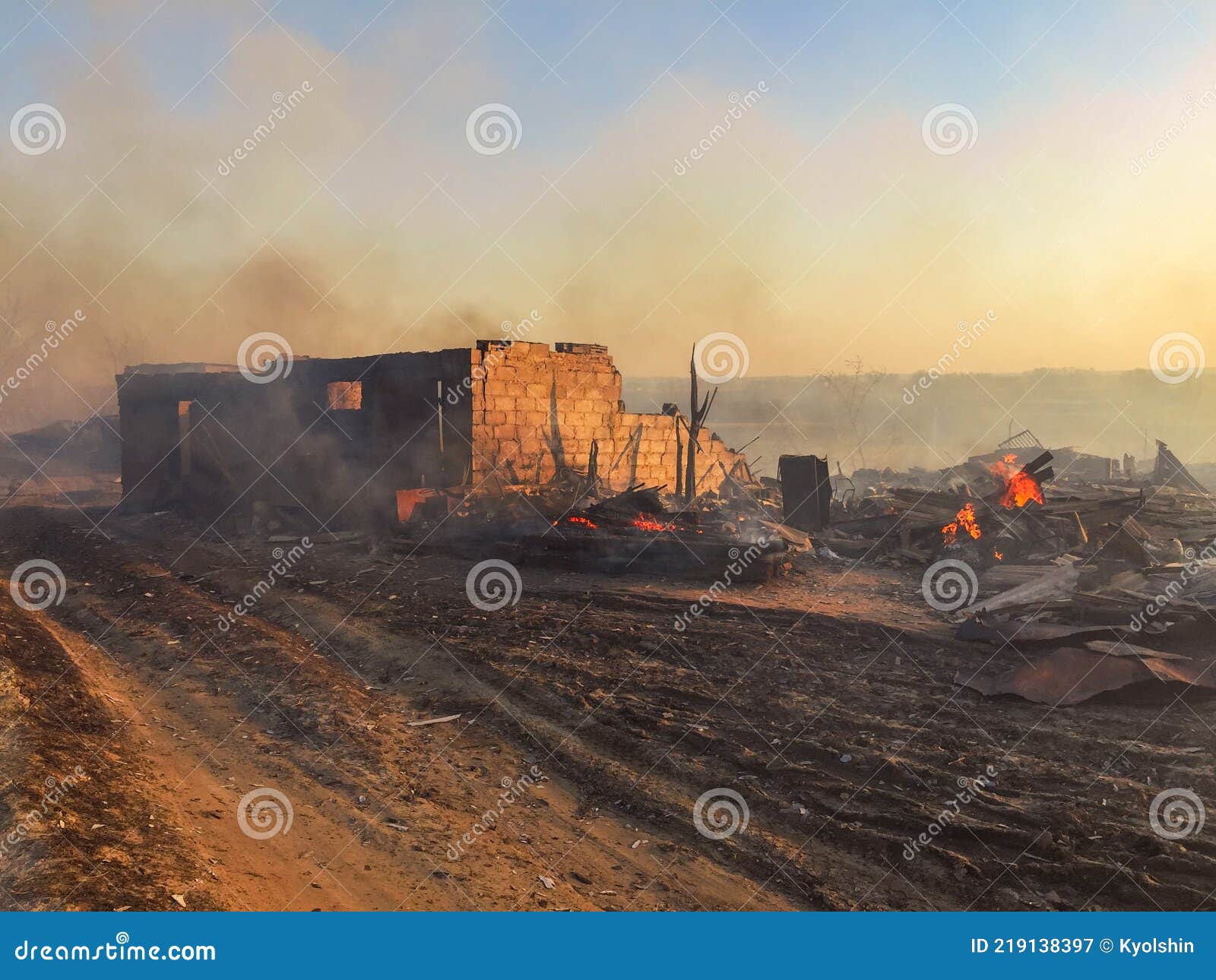 Building destroyed by fire stock image. Image of wall - 219138397